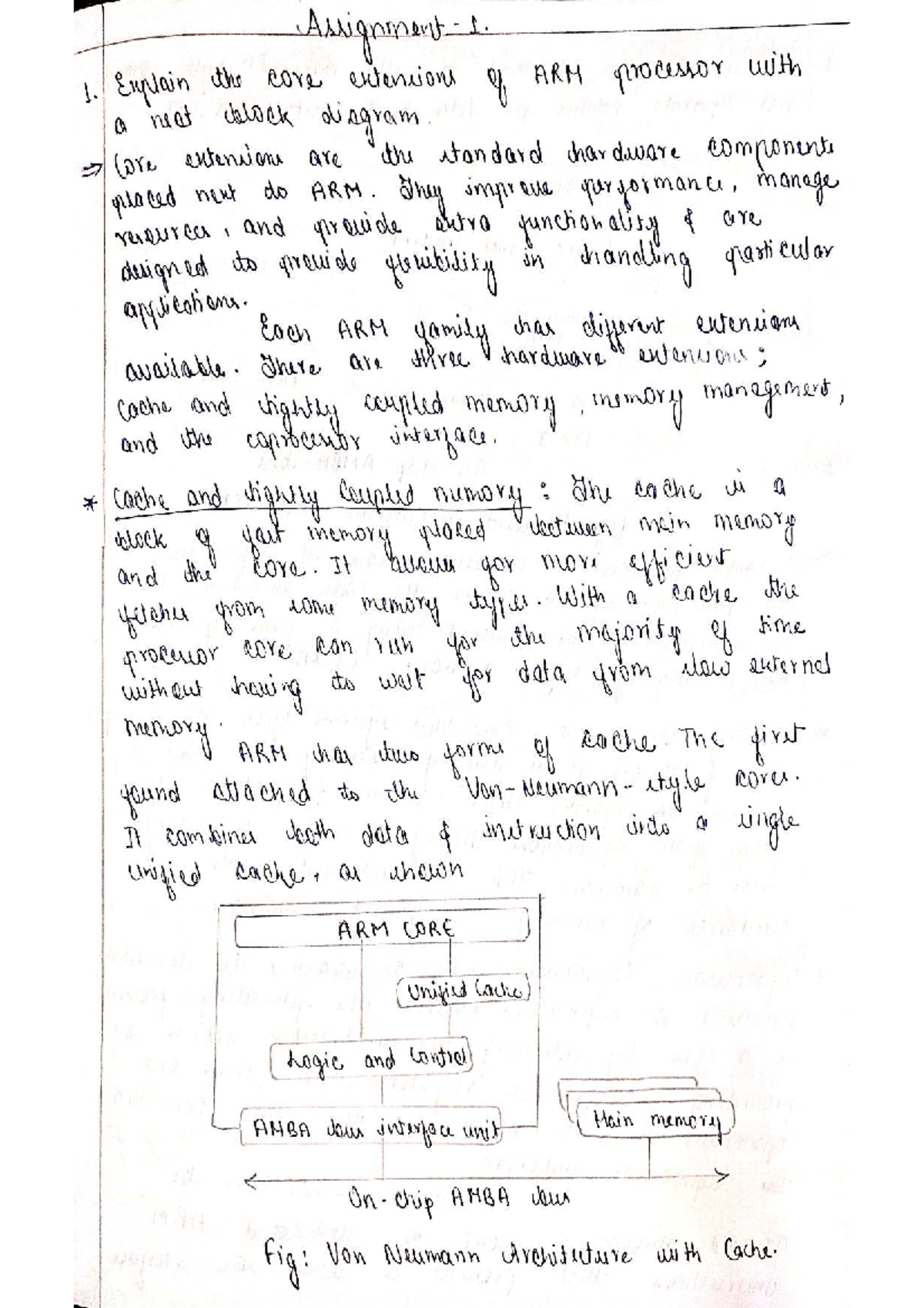 Assignment 1: Core Extensions of ARM Processor with Diagrams and ...