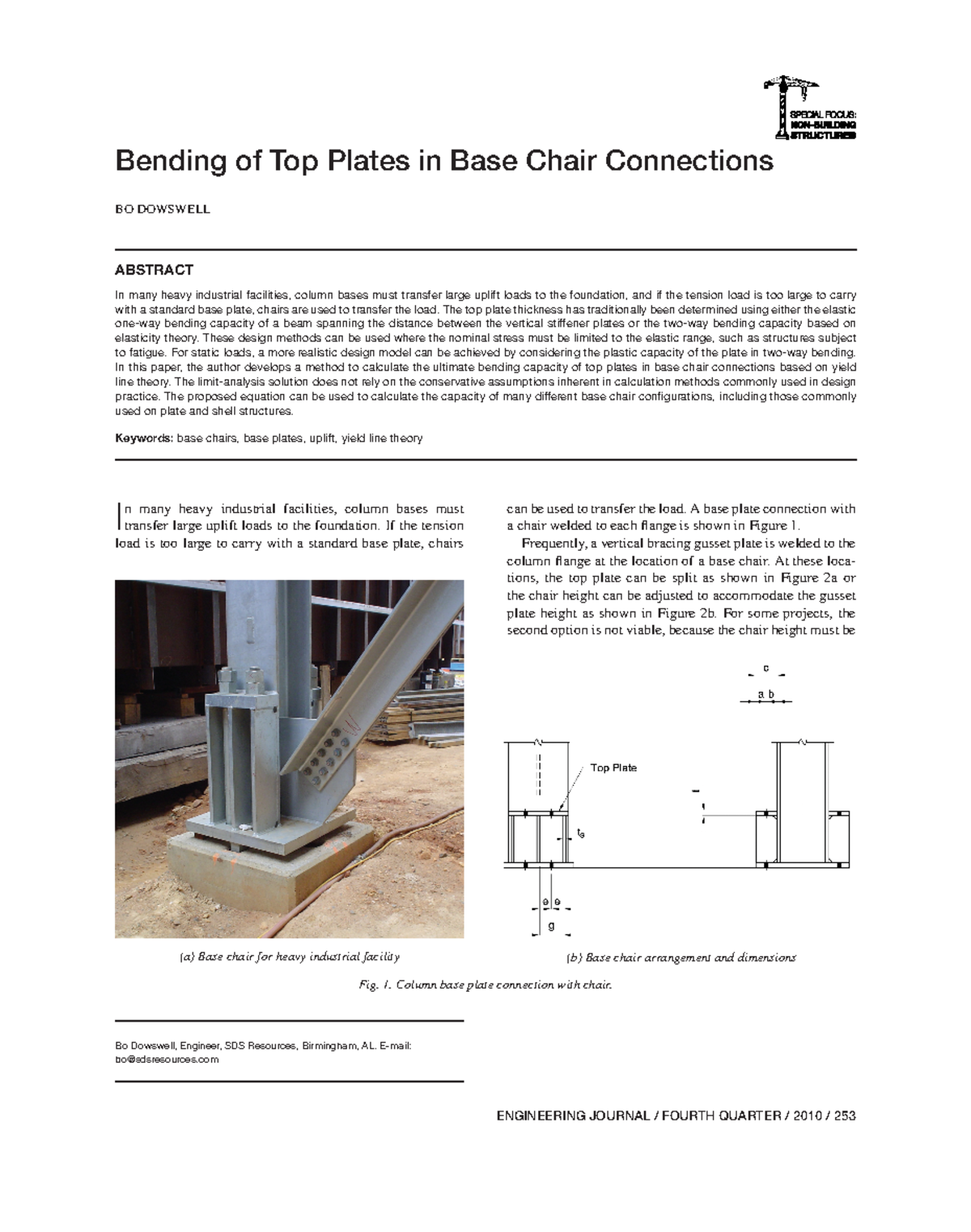 Ultimate Bending Capacity of Top Plates in Base Chair Connections - Studocu