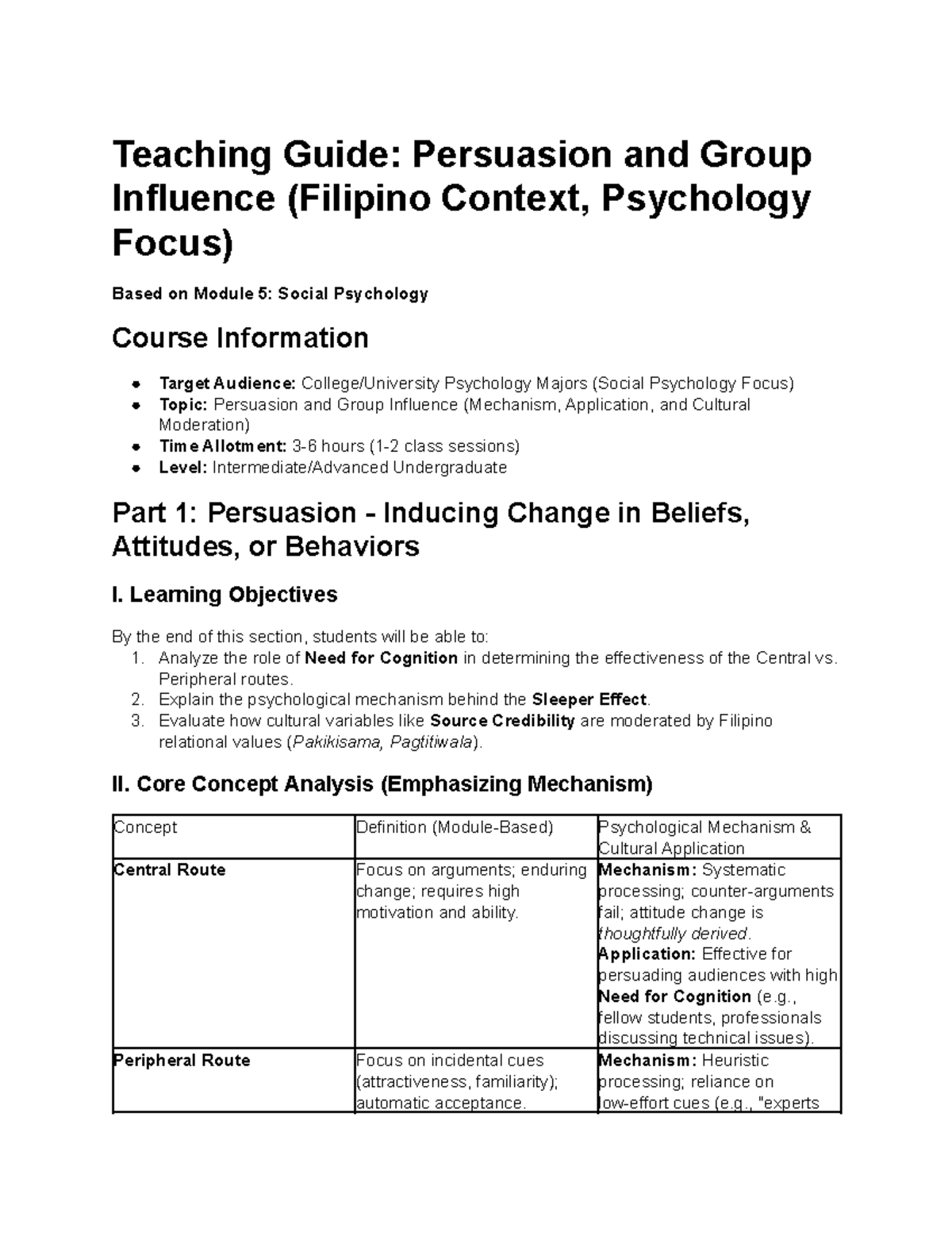 Teaching Guide: Persuasion & Group Influence in Filipino Context (Psych ...