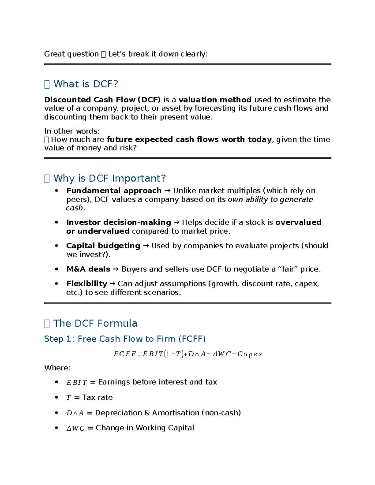 DCF Valuation Tutorial 4: Understanding Discounted Cash Flow - Studocu