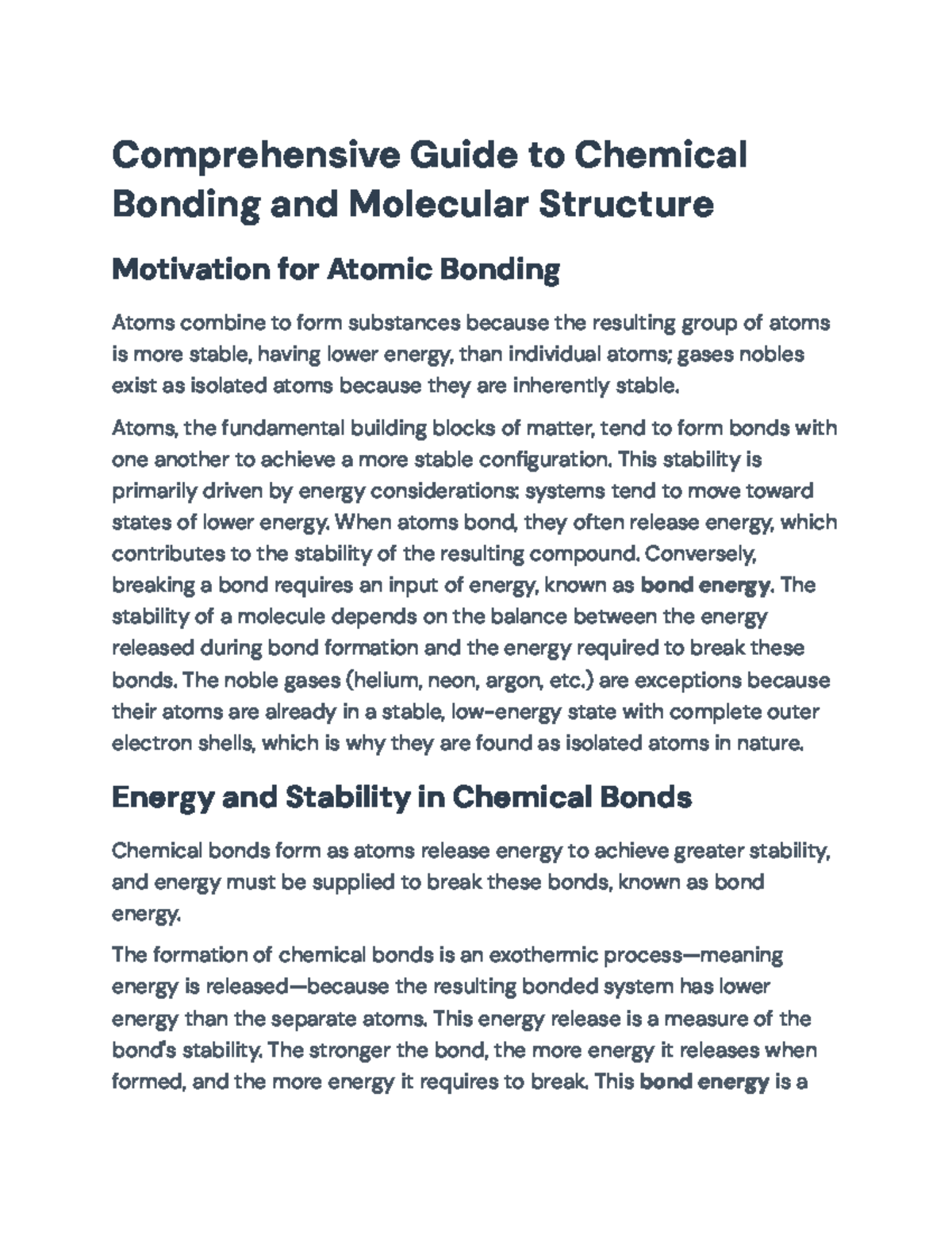 CHEM 101: Comprehensive Guide to Chemical Bonding & Molecular Structure - Studocu