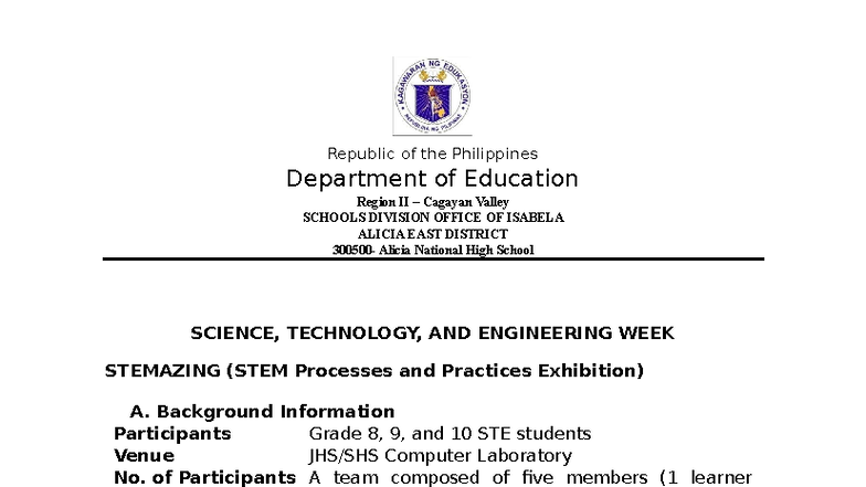 STEMAZING Research Template for STE Week (G8-G10) - Studocu