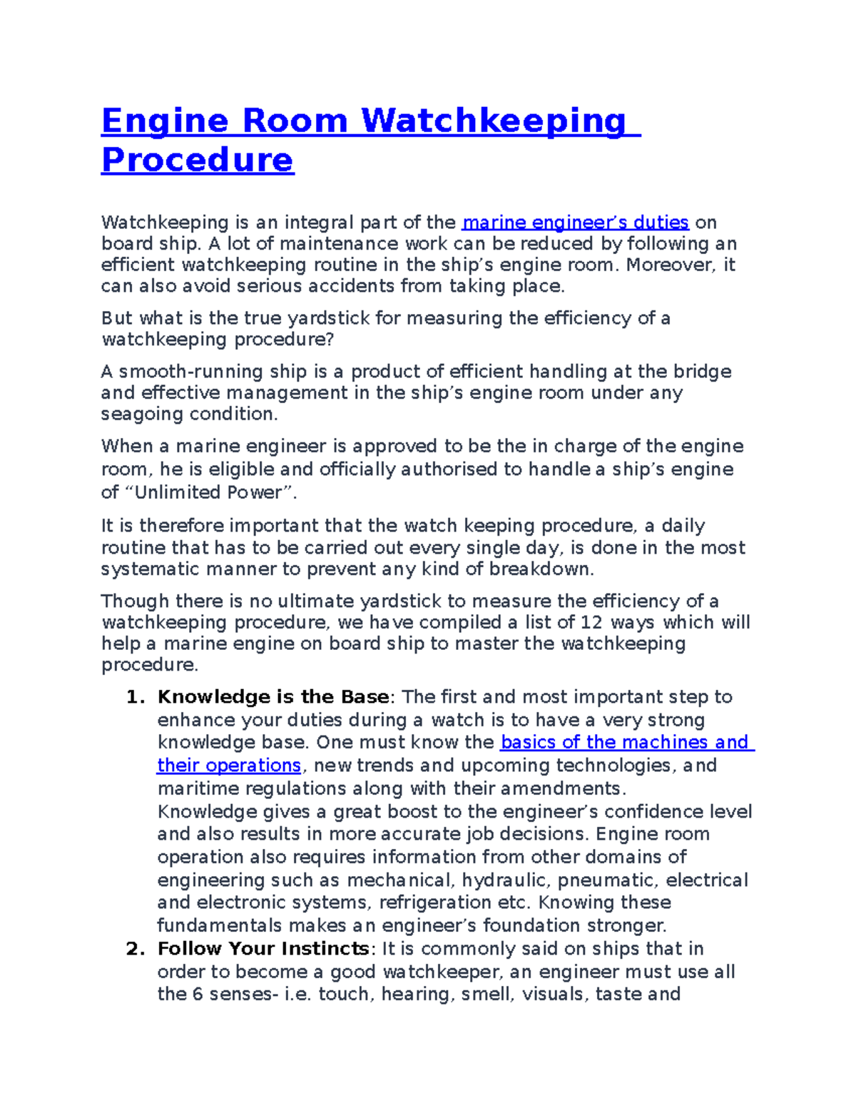 Engine Room Watchkeeping Procedures: Essential Guidelines and Best ...