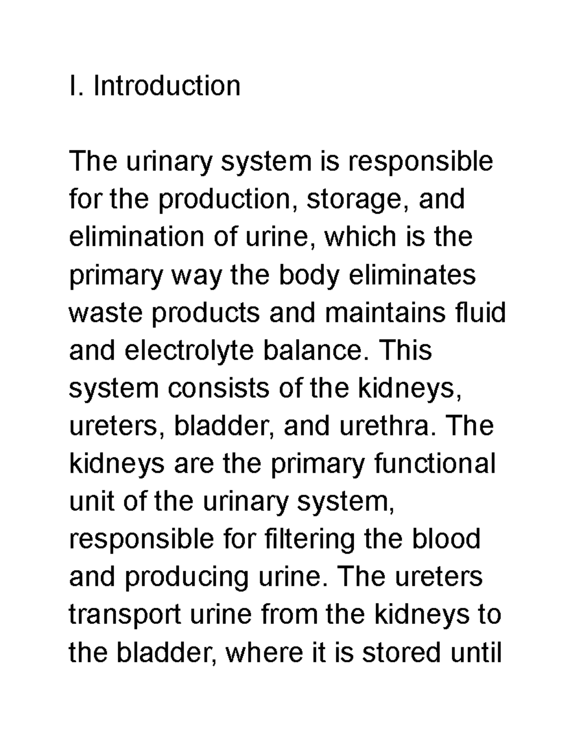 Lecture note - Physiology of Urinary System - Google Docs - I ...