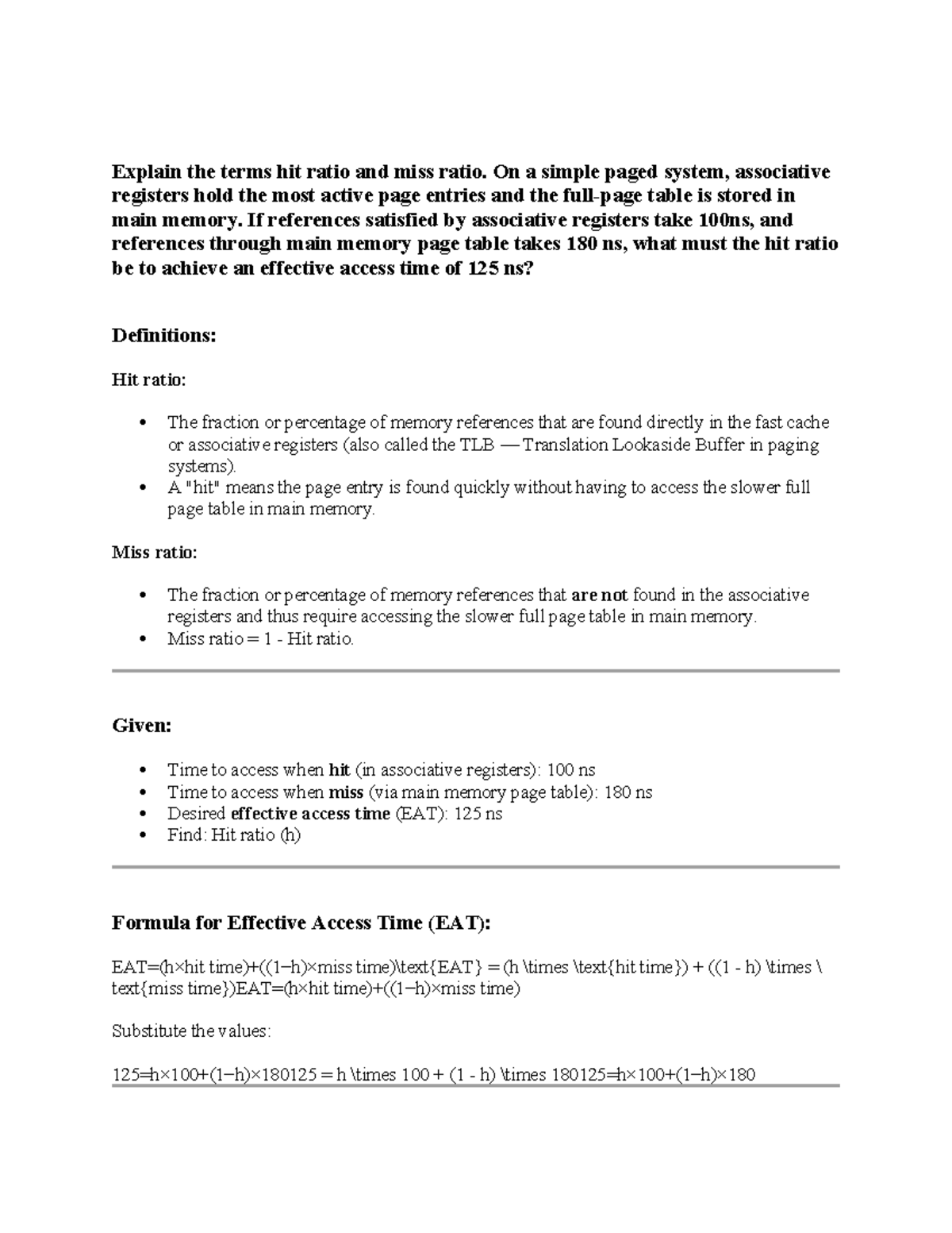 Hit Ratio and Miss Ratio Analysis - Notes - Studocu