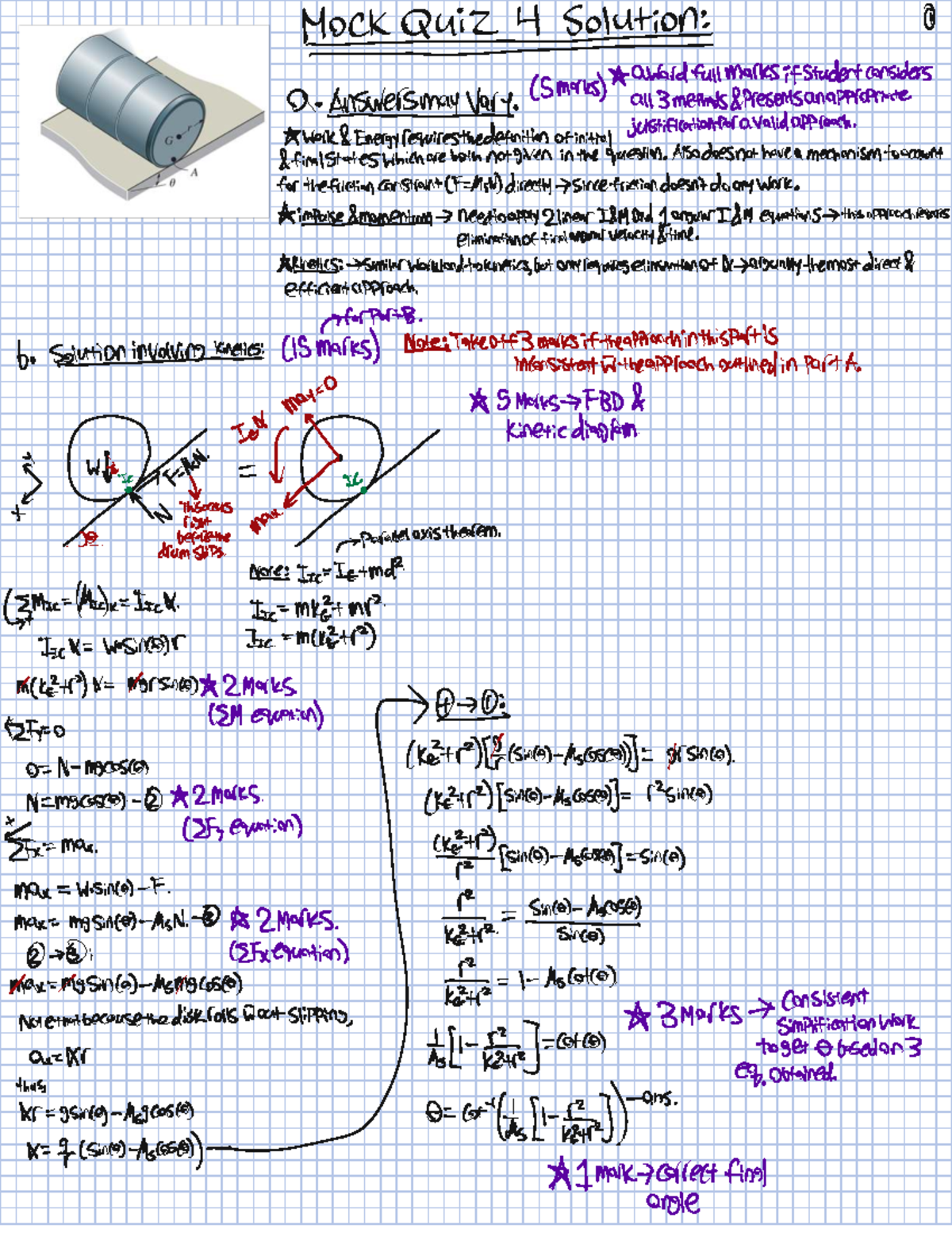 Mock Quiz 4 Solutions: Kinematics and Forces Analysis - Studocu