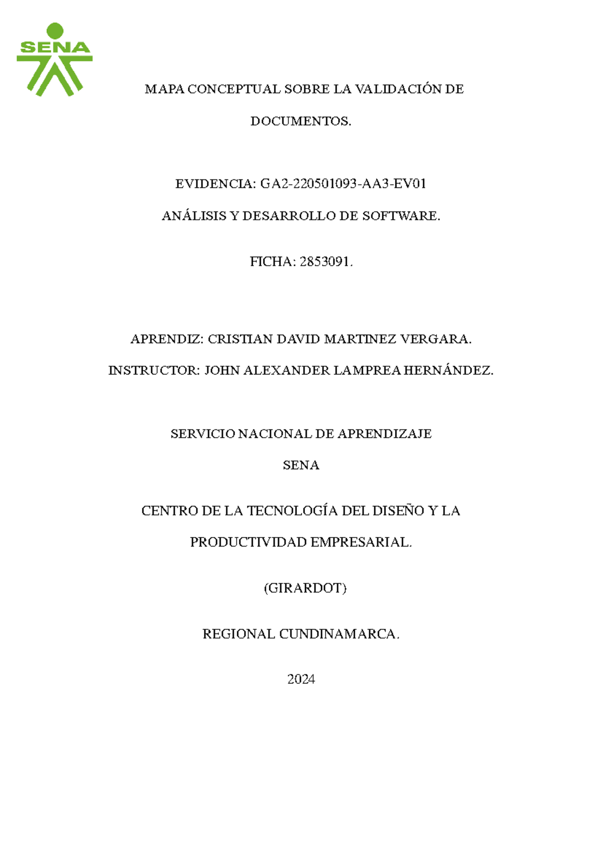 GA2-220501093-AA3-EV01 Mapa Conceptual: Validación de Documentos - Studocu