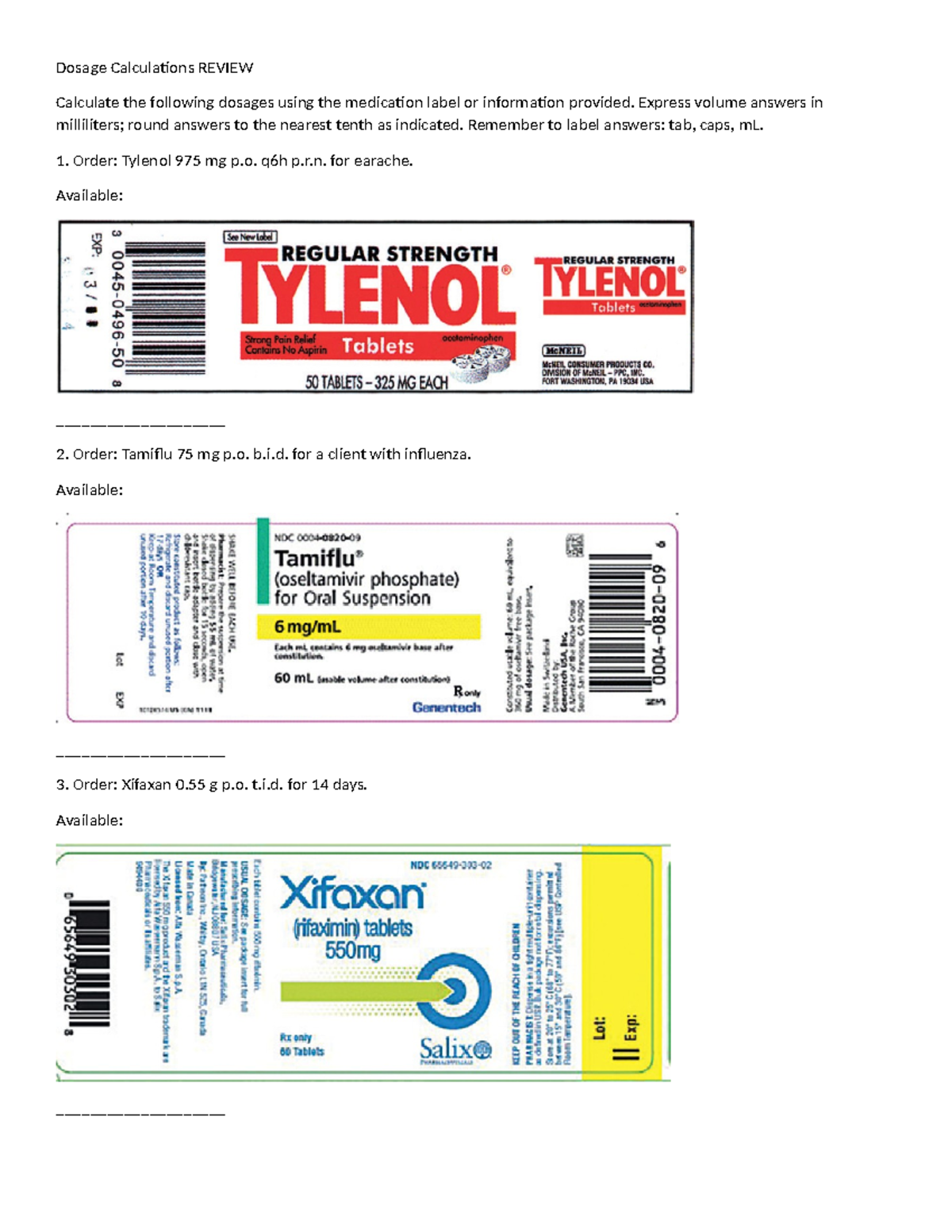 Dosage Calculation Practice Test Questions for Nursing Students (NURS ...