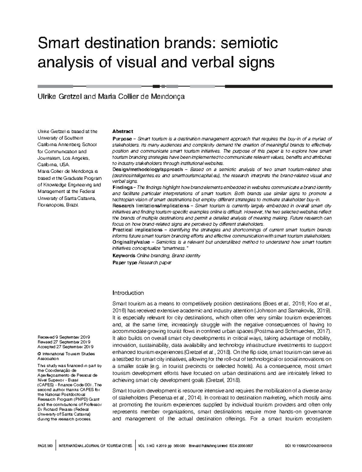 Smart Destination Branding: A Semiotic Analysis of Visual and Verbal Signs - Studocu