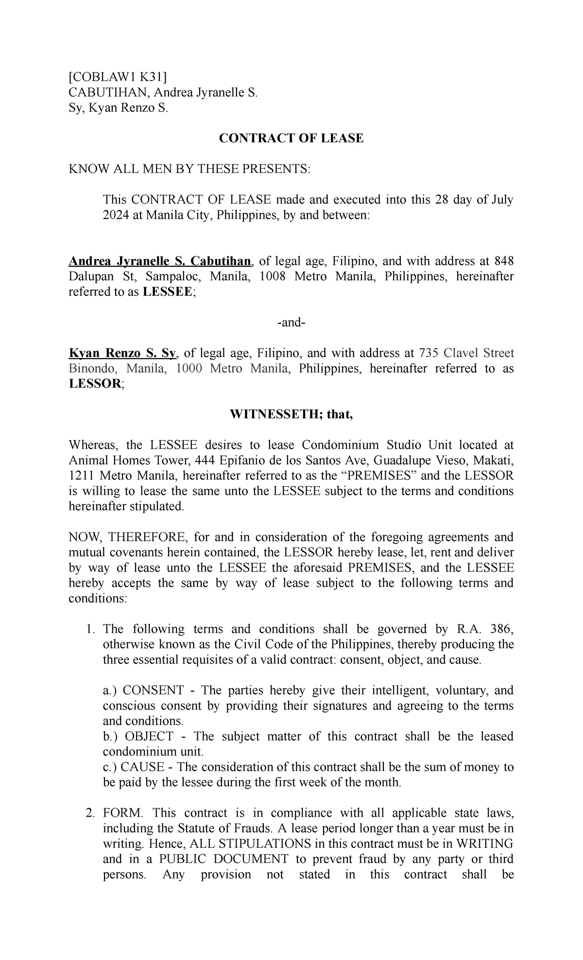 Comparative Analysis of Defective Contracts: Rescissible, Unenforceable ...