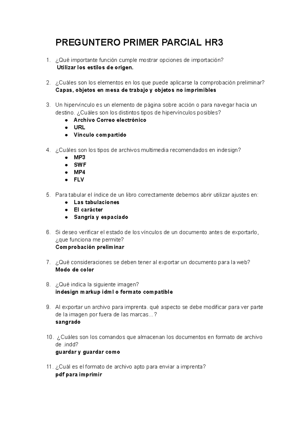 PREGUNTERO PRIMER PARCIAL HR3: Funciones y Herramientas en InDesign ...