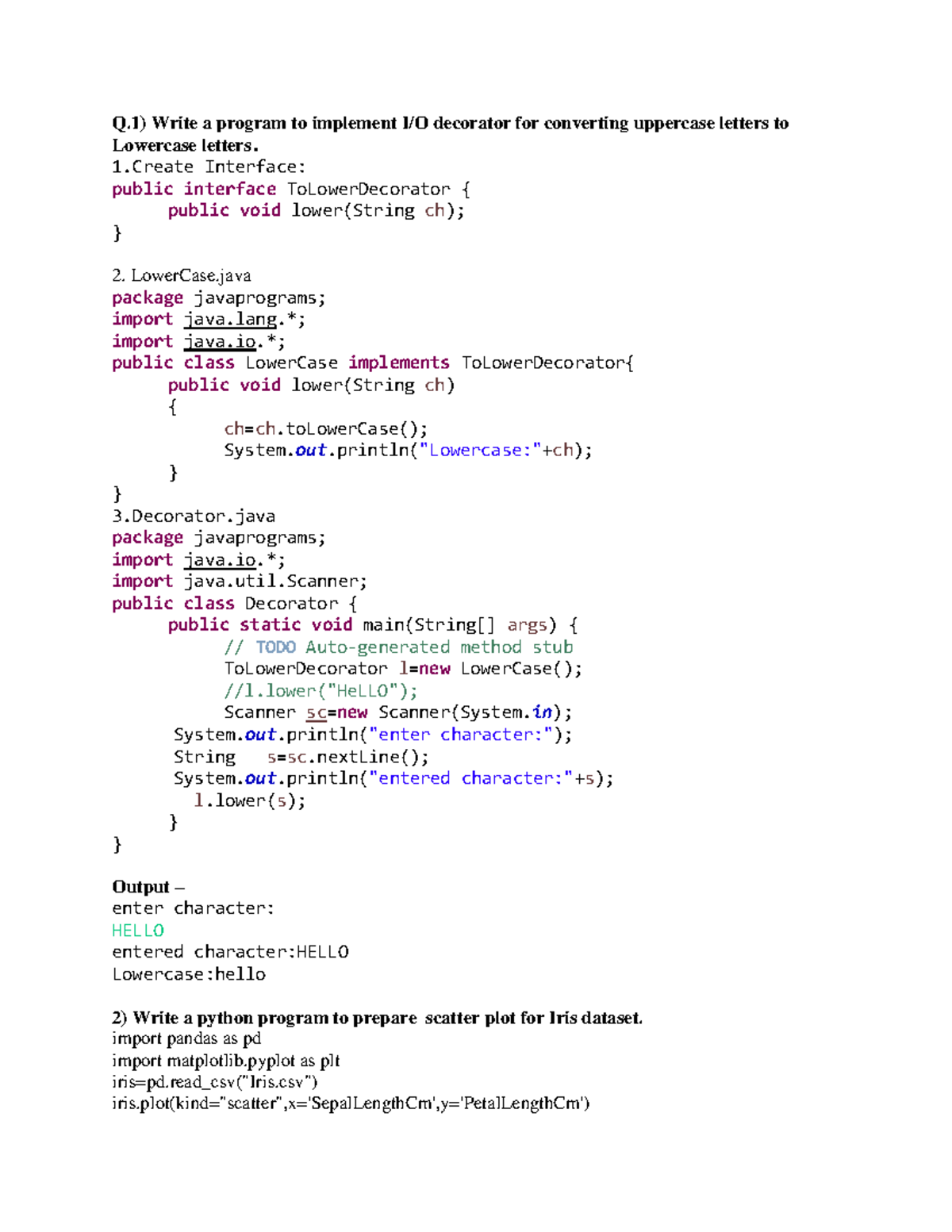 Mcs2-practical - practical - Q) Write a program to implement I/O decorator for converting ...