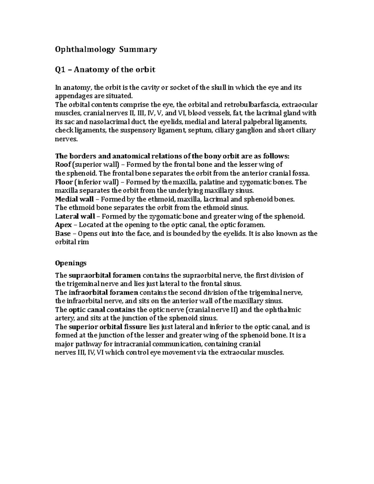 Ophthalmology Summary: Anatomy of the Eye and Vision Disorders - Studocu