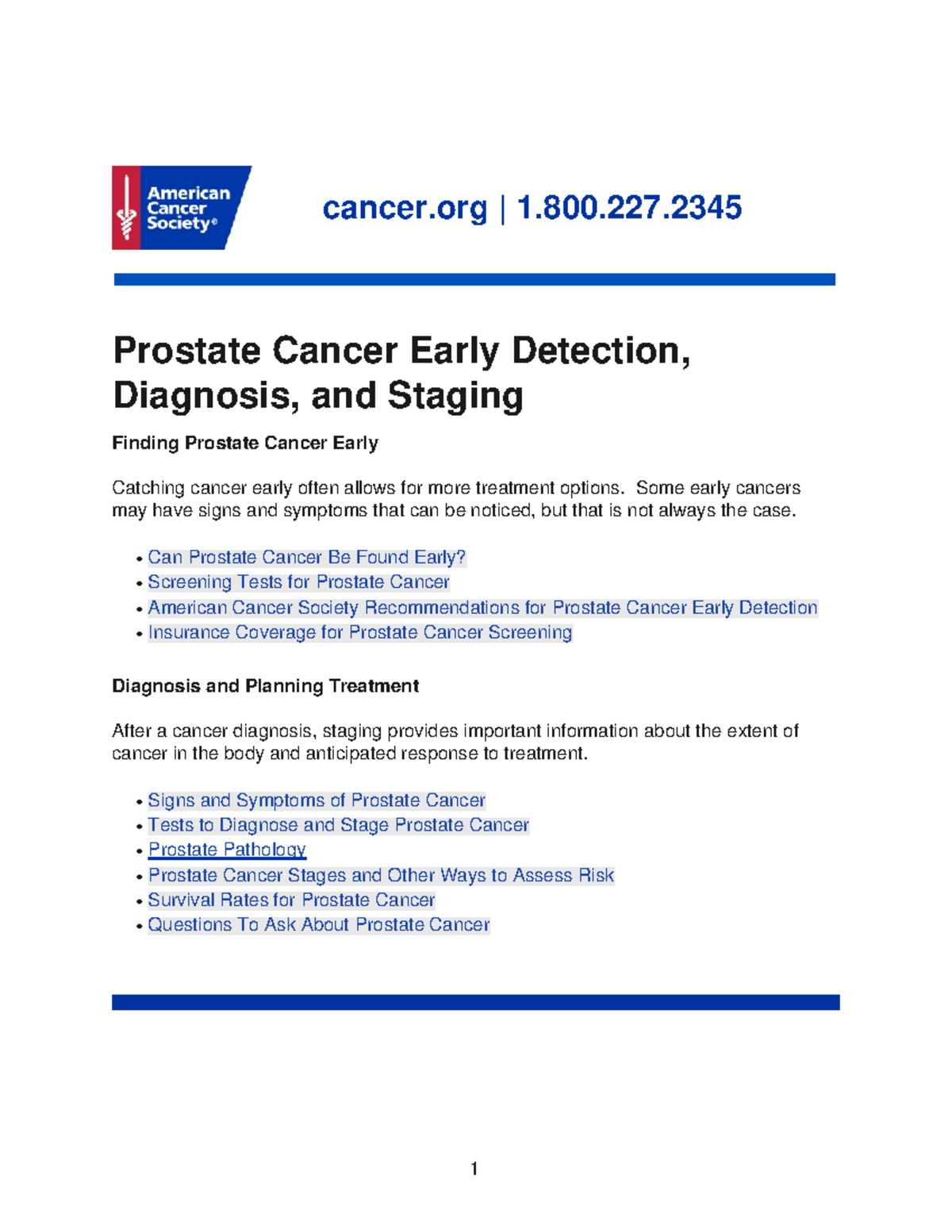 Prostate Cancer Early Detection & Diagnosis: ACS Guidelines - Studeersnel