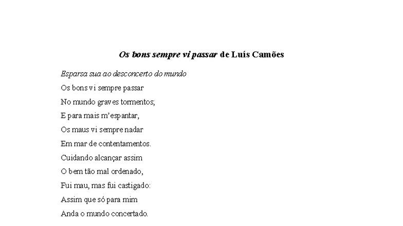Análise do Poema "Os bons sempre vi passar" - Apresentação Oral de ...