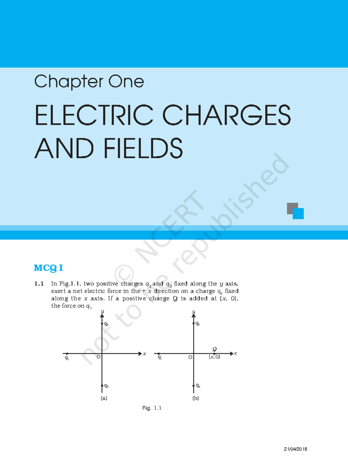 Chapter 1: Electric Charges and Fields MCQs and Exemplar Questions - Studocu