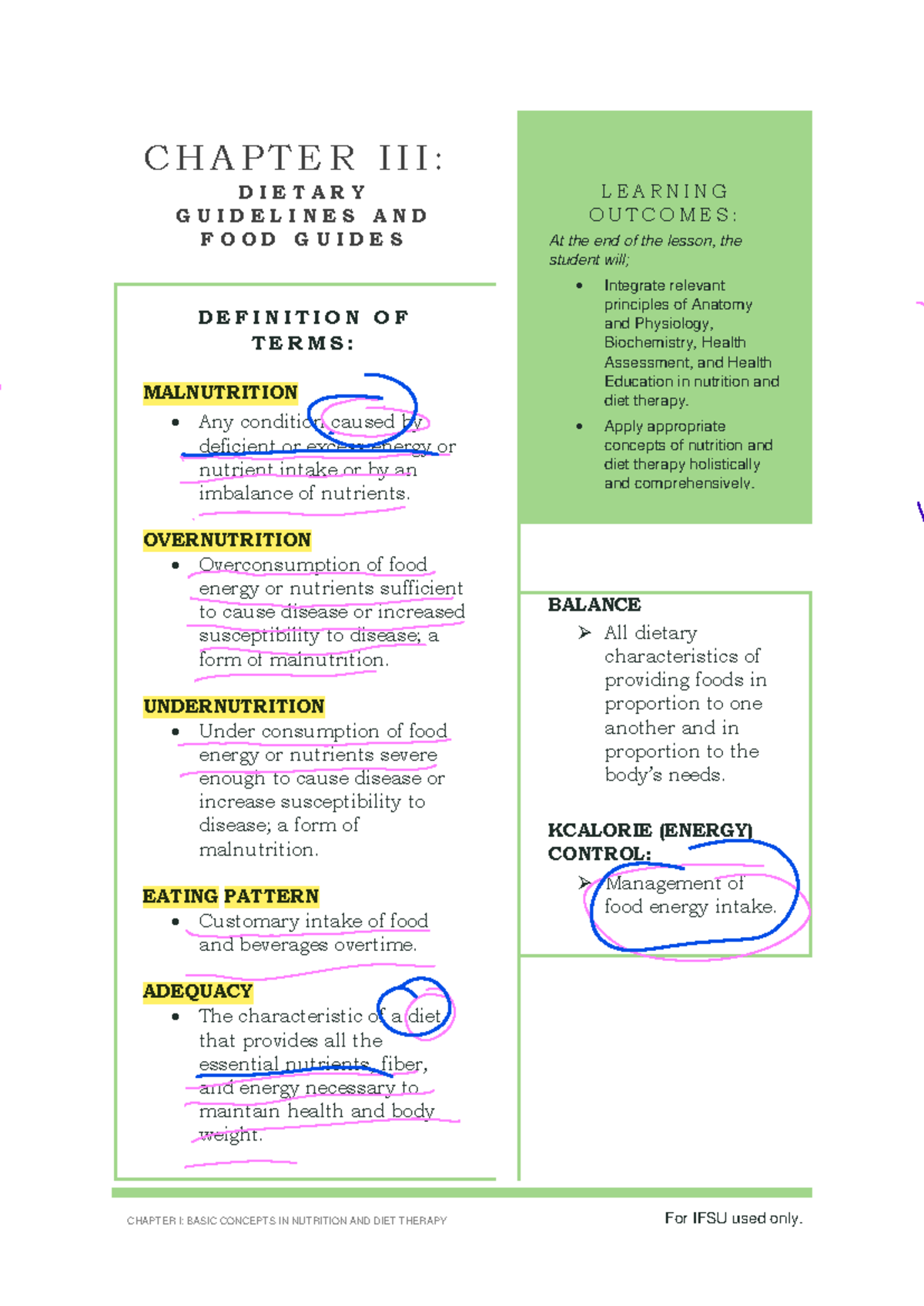 NDT 101: Chapter 3 - Nutrition and Dietary Guidelines Notes - Studocu