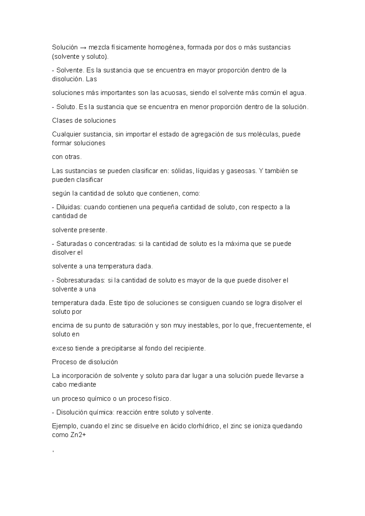 Soluciones Homogéneas: Tipos y Proceso de Disolución - Studocu