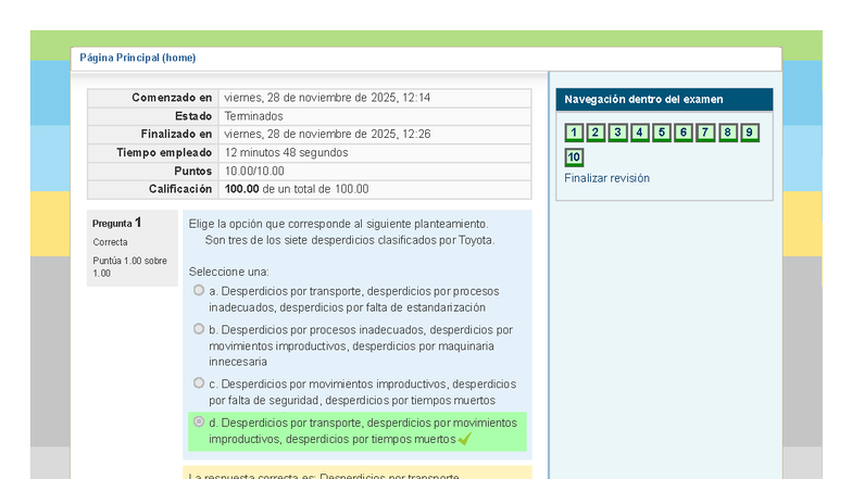 EA1. Técnicas para Operaciones y Calidad - Examen Final - Studocu