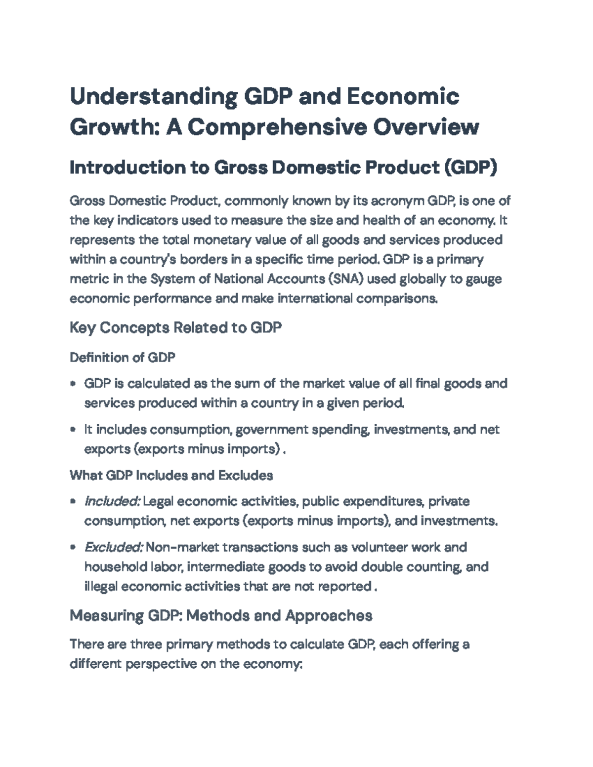 GDP and Economic Growth: Key Concepts, Measurement Methods ...
