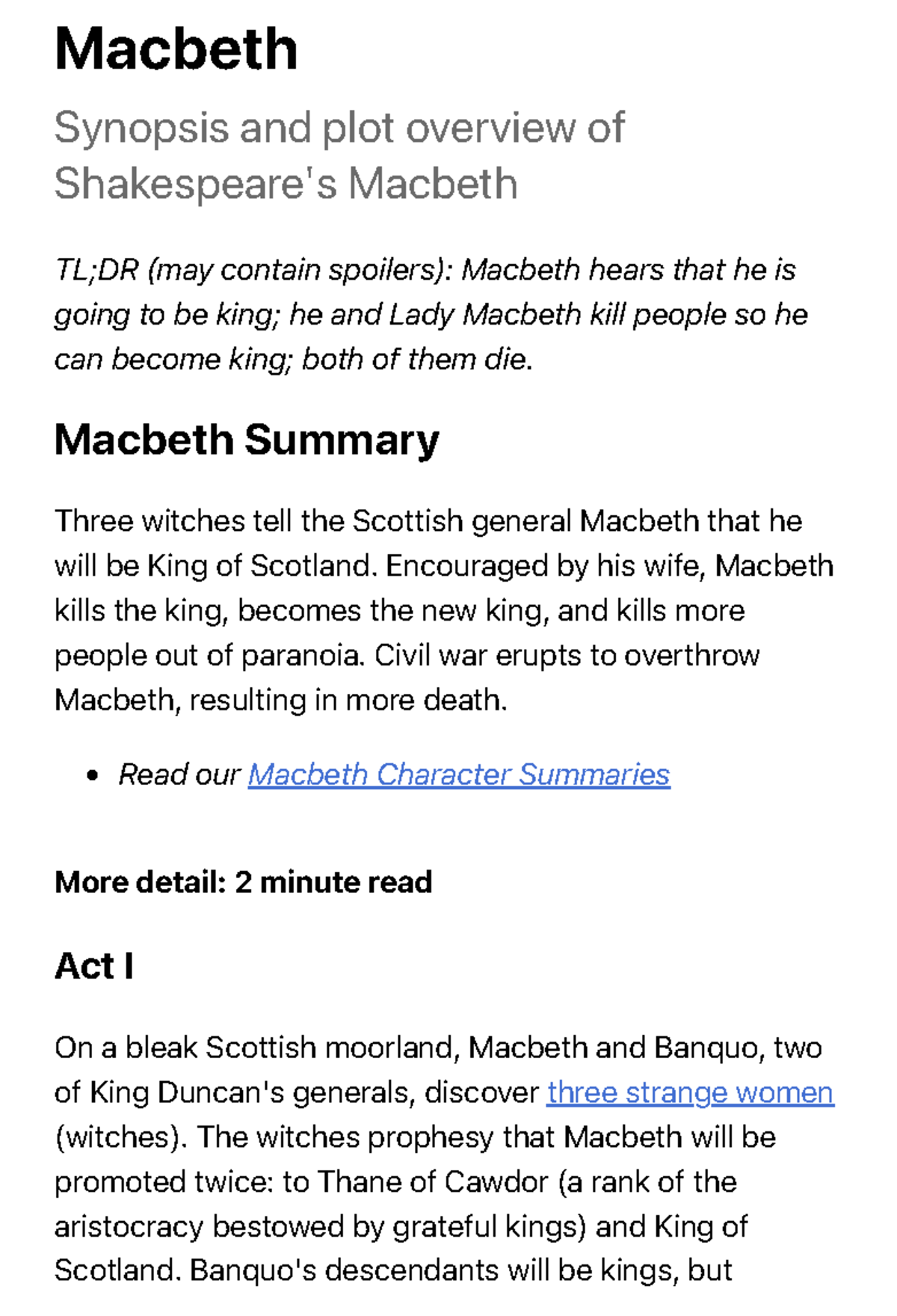 Macbeth (ENG 101): Synopsis and Plot Overview of Shakespeare's Tragedy ...