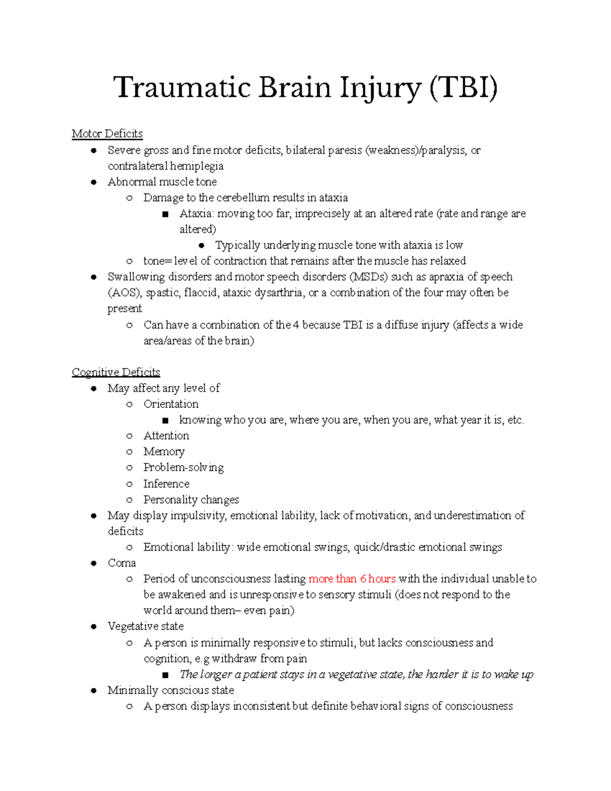 Comprehensive TBI Assessment and Therapeutic Approaches (CGSC376 ...