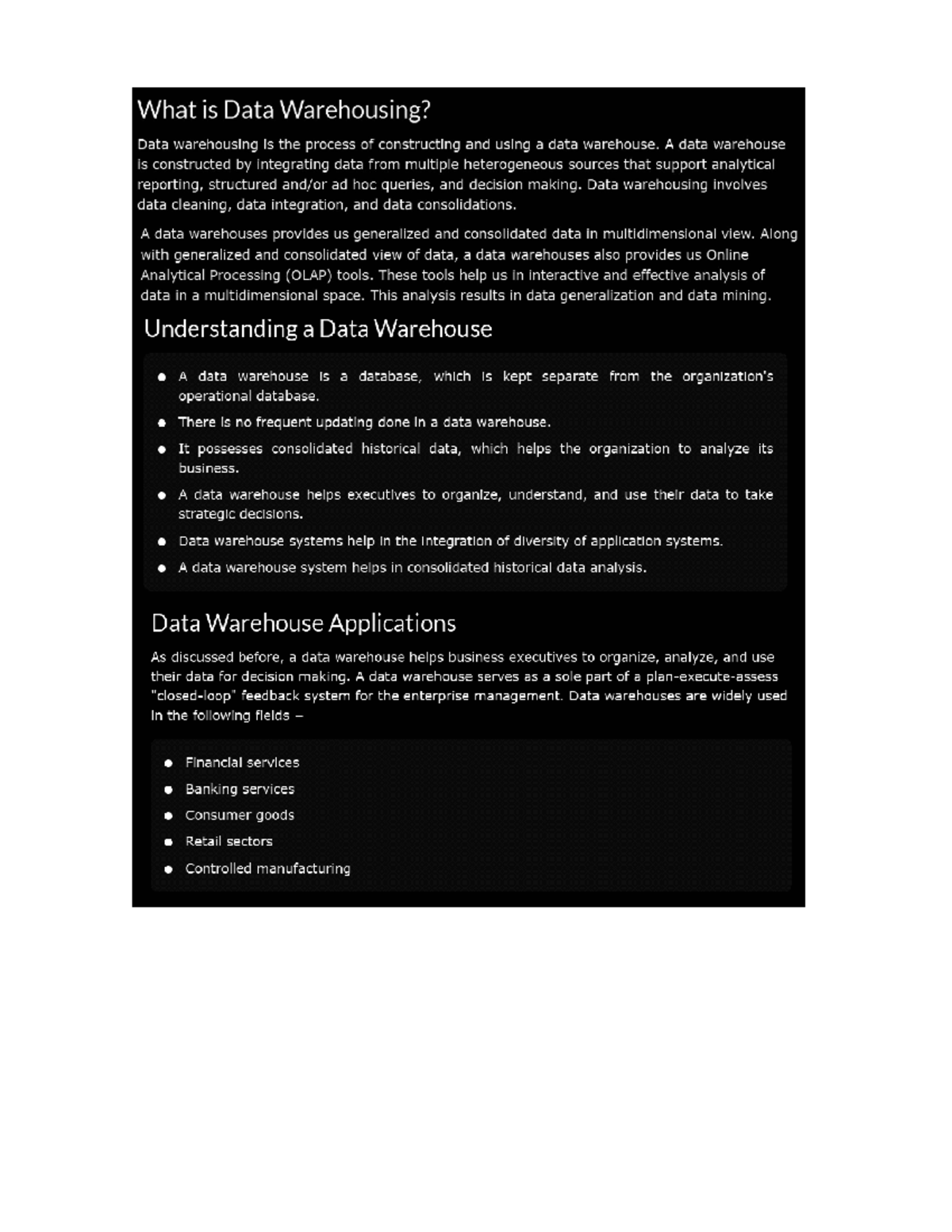 Data Warehouse Unit 1: Overview and Key Concepts - Studocu