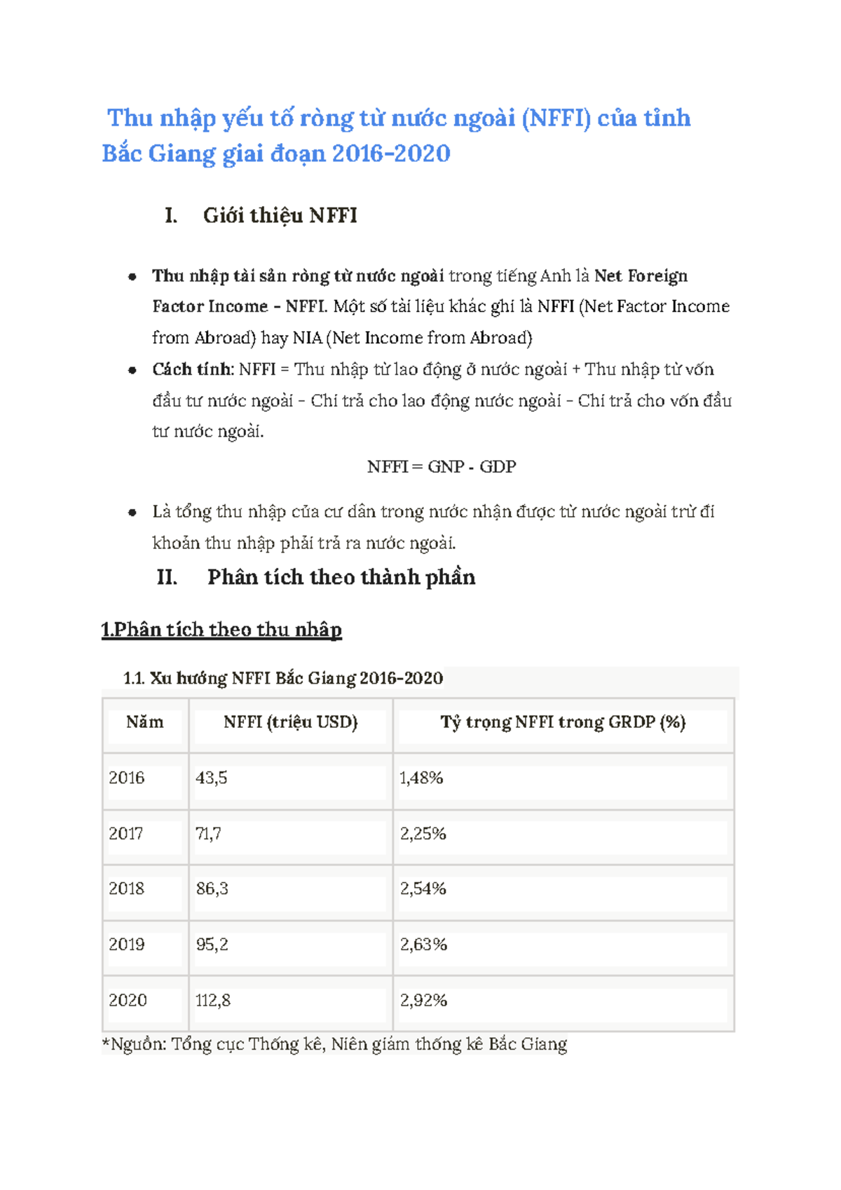 Phân Tích NFFI Tỉnh Bắc Giang Giai Đoạn 2016-2020 - Tài liệu học tập ...