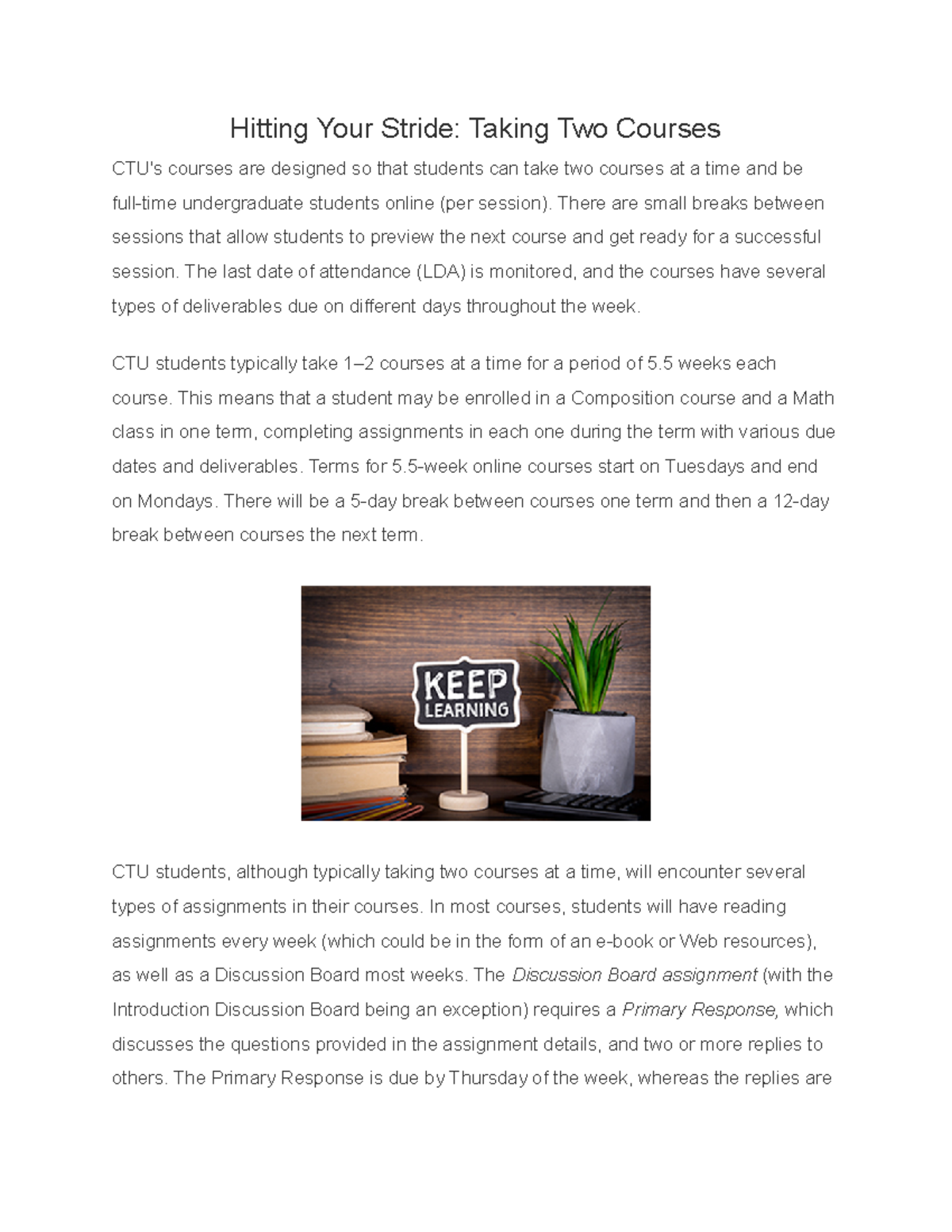 Unit 4 Hitting Your Stride Taking Two Courses - Hitting Your Stride ...