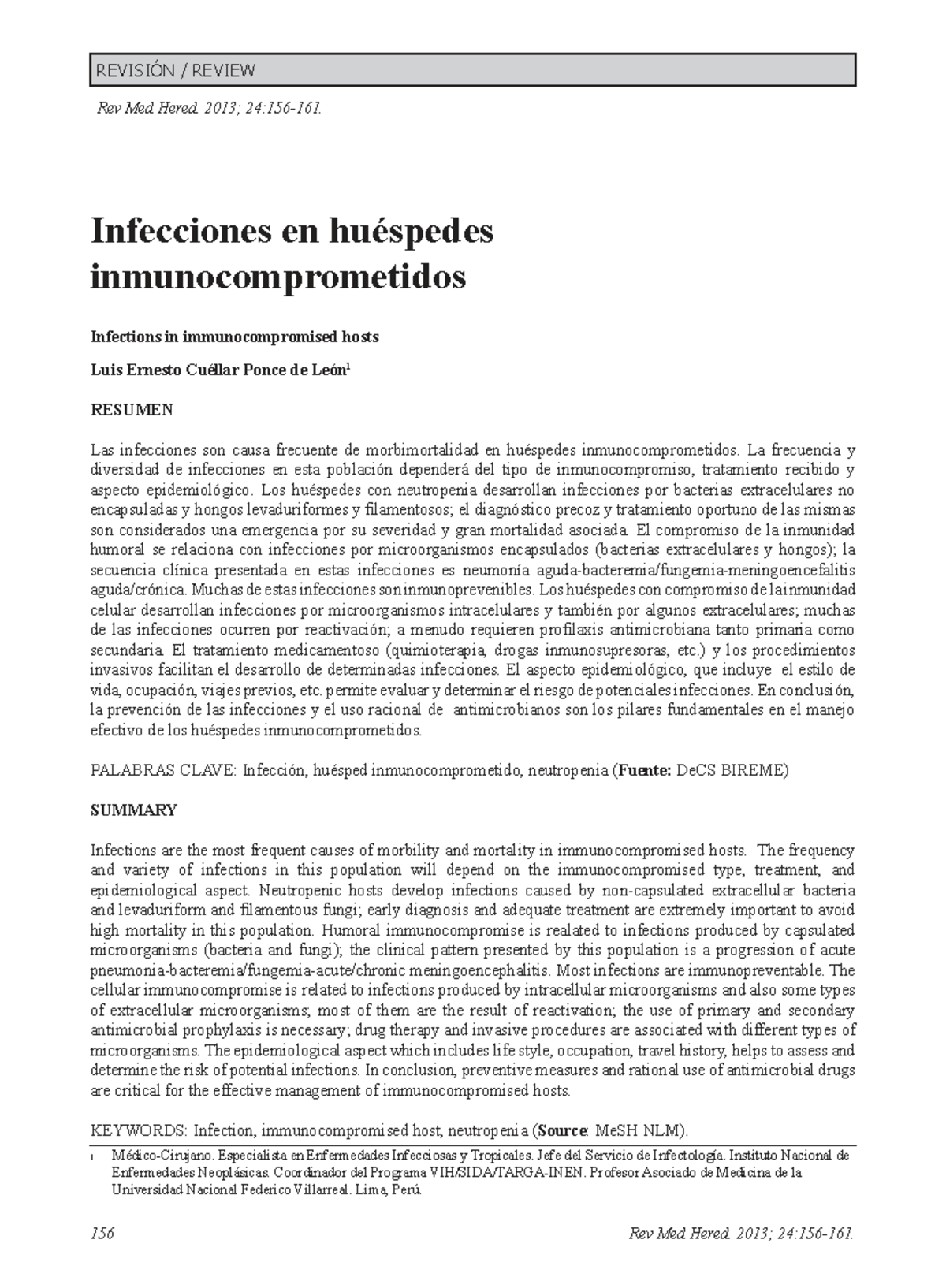 Infecciones en Huéspedes Inmunocomprometidos: Revisión Médica - Studocu