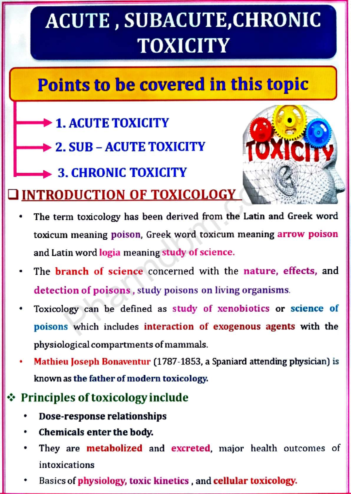 Pharmacology-III Unit 5: Acute, Subacute, and Chronic Toxicity Overview ...