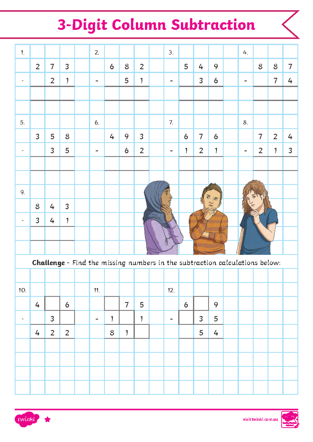 Au-n-2549369-3-Digit-Column-Subtraction-Worksheets-Answers - Studocu