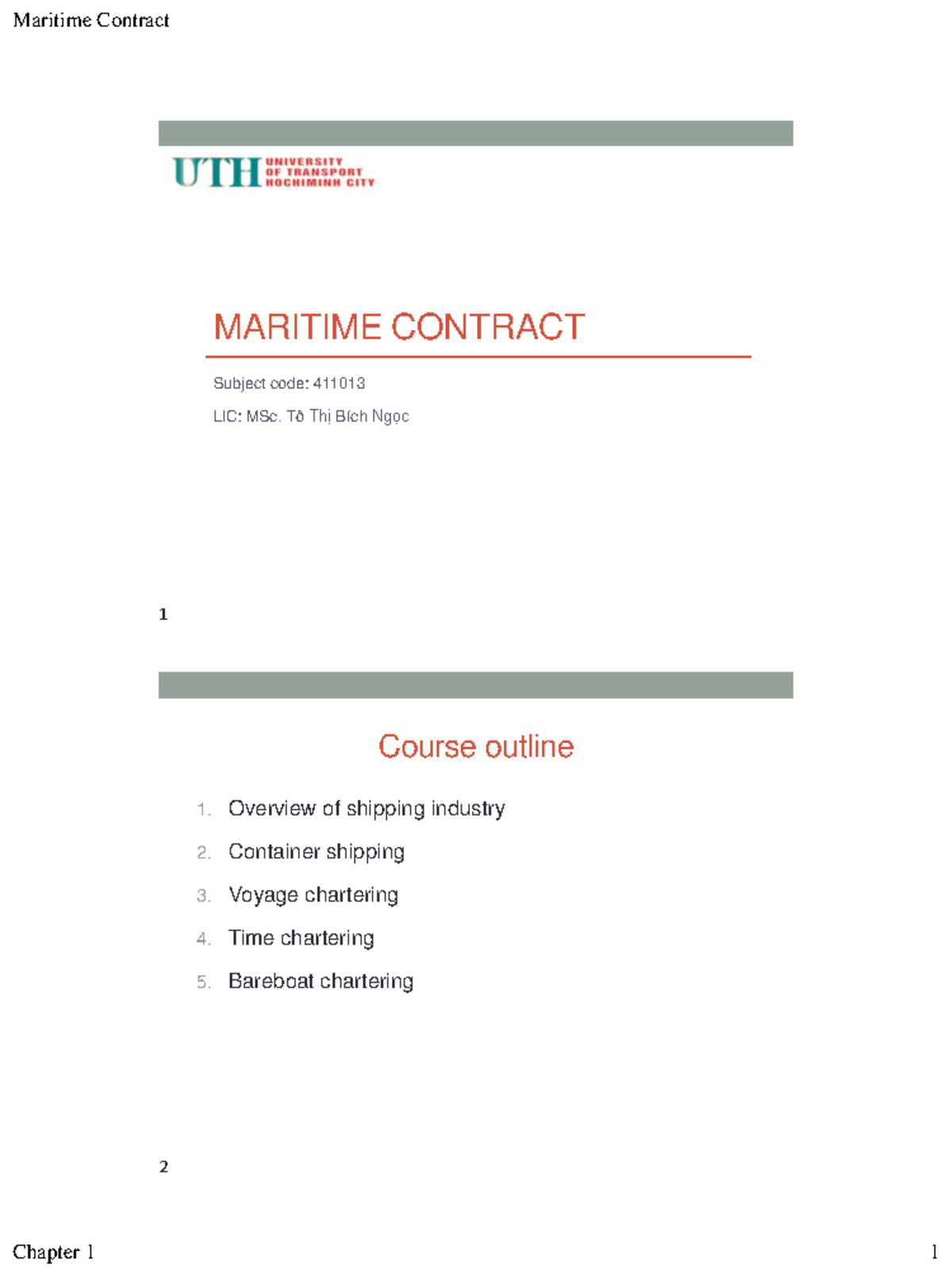 Chapter 1 - overview of shipping industry - MARITIME CONTRACT Subject ...