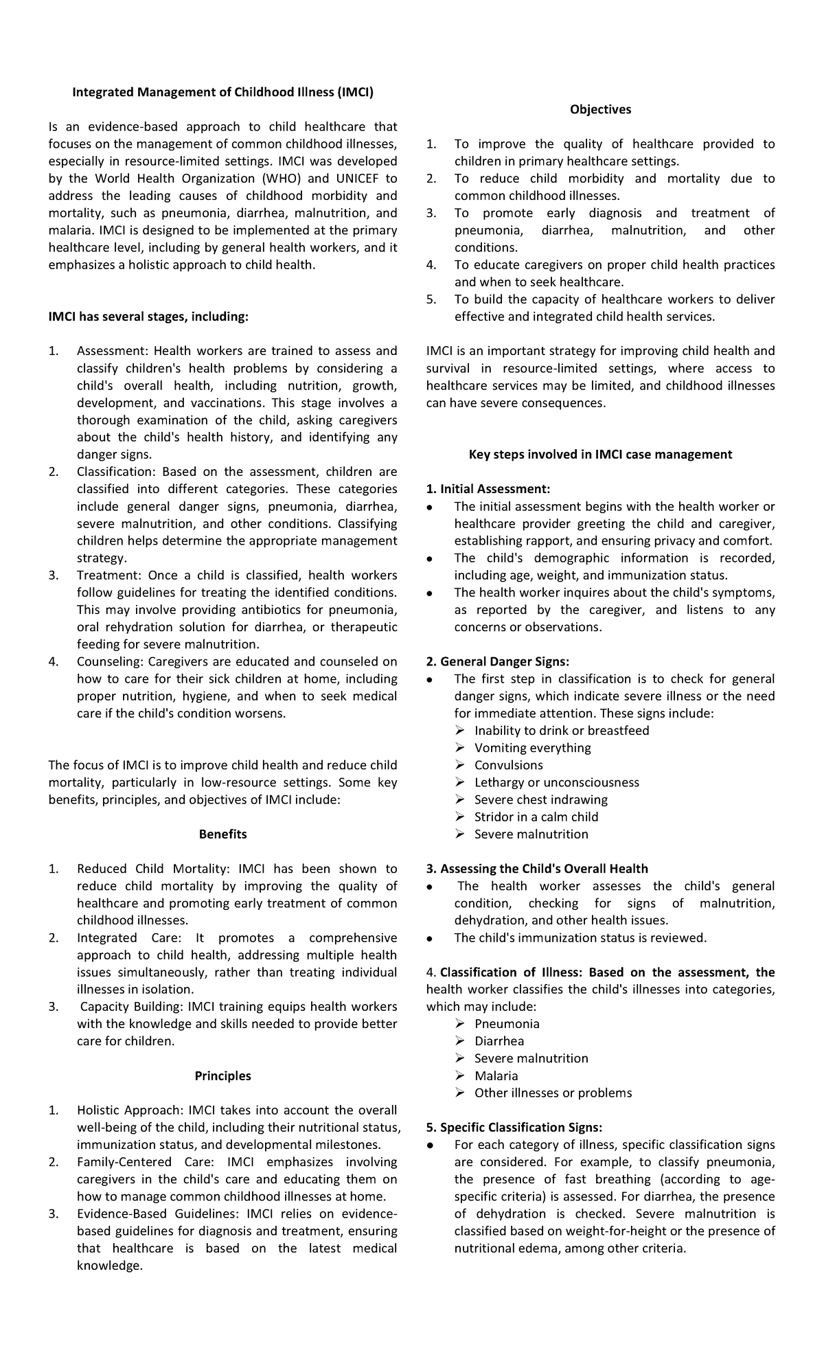 Integrated Management of Childhood Illness (IMCI) Overview and ...
