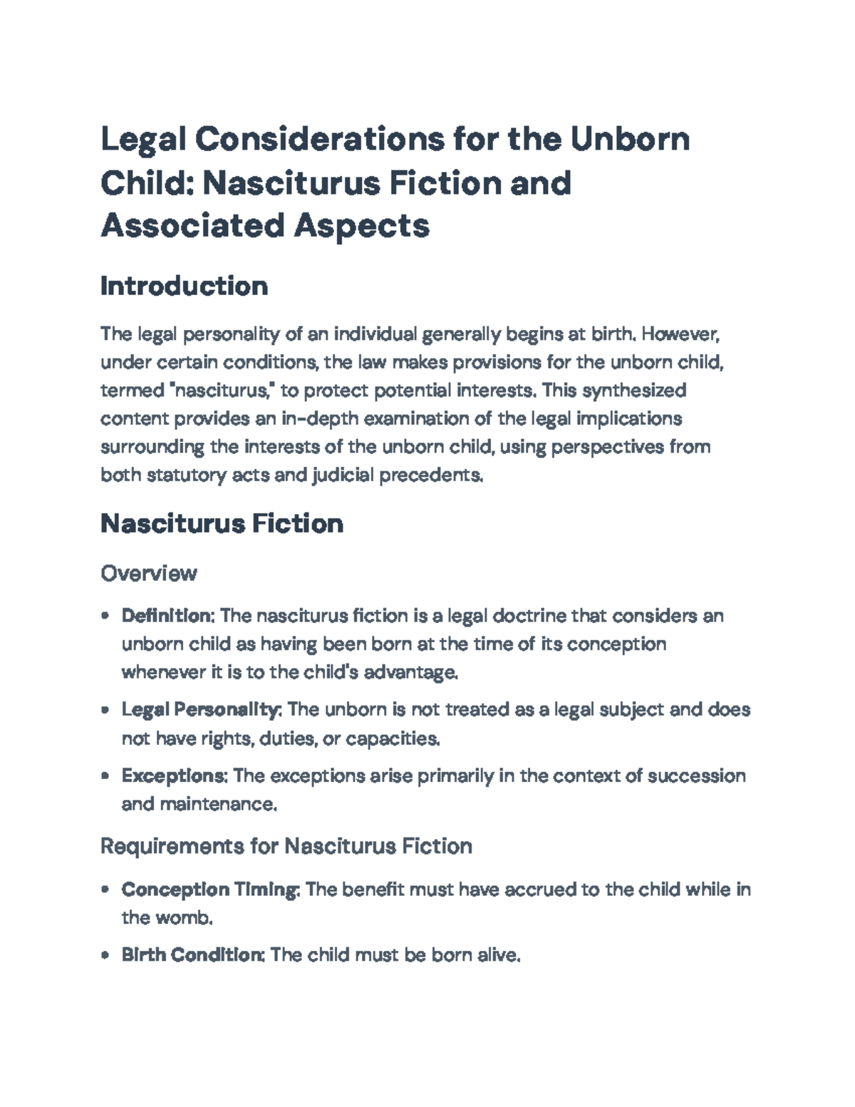 Legal Implications for the Unborn Child: Nasciturus Doctrine Overview ...