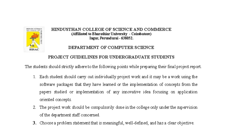 Hisac project guide lines .docx - HINDUSTHAN COLLEGE OF SCIENCE AND ...