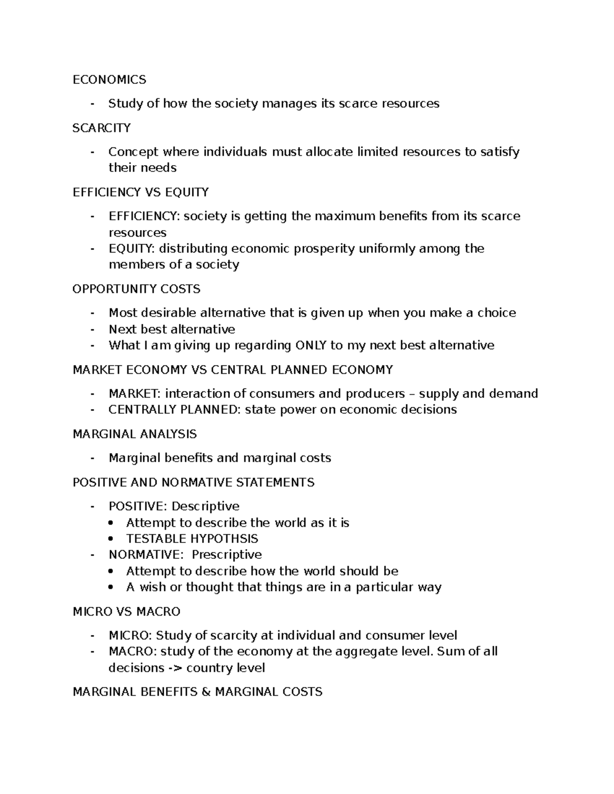 ECON 101: Summary of Key Economic Concepts & Principles - Studocu