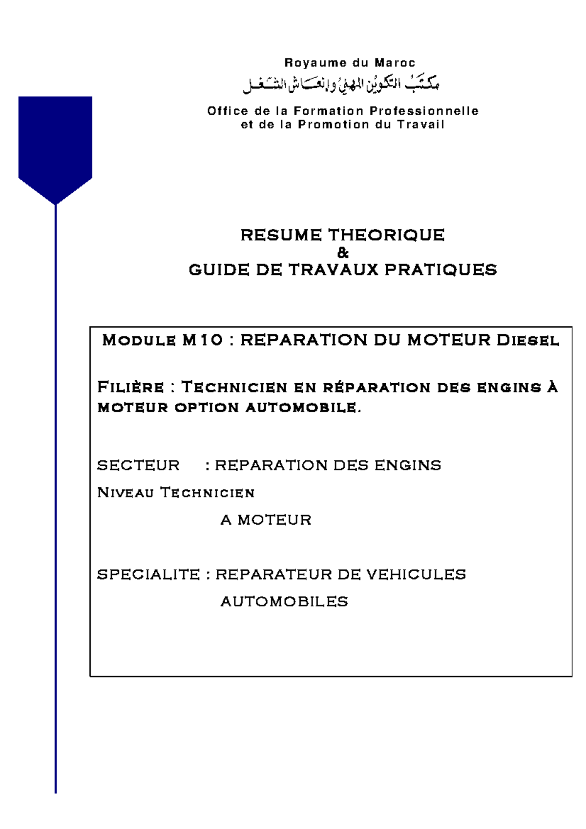 M10: Guide Pratique sur la Réparation des Moteurs Diesel - Studocu