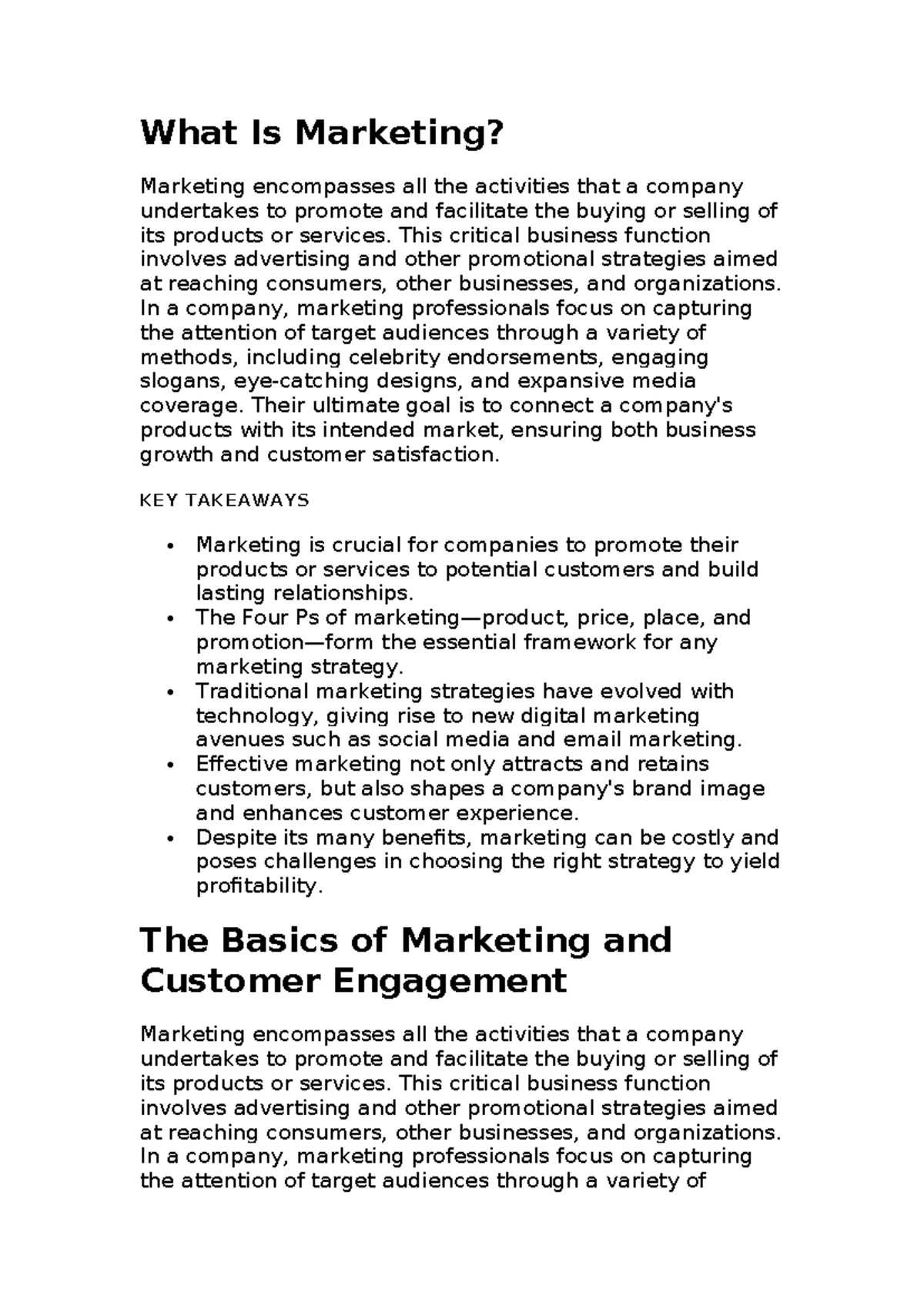 Marketing Fundamentals: Understanding the 4 Ps and Strategies - Studocu