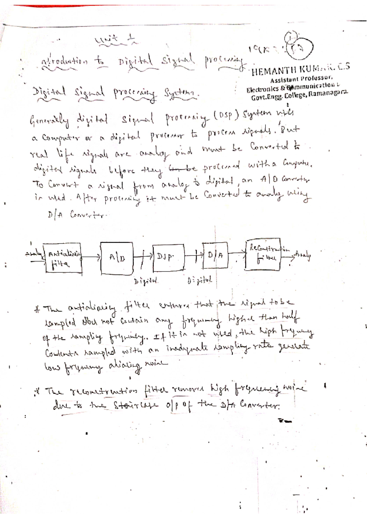 Dsp notes - Reference - DSP algorithms and architecture - Studocu