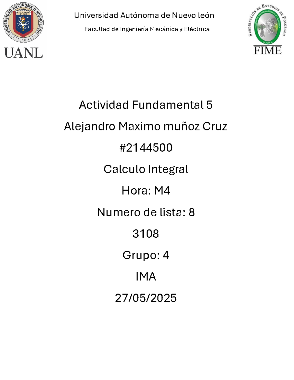 Act Fund 5 Calculo Integral - Universidad Autónoma de Nuevo león ...