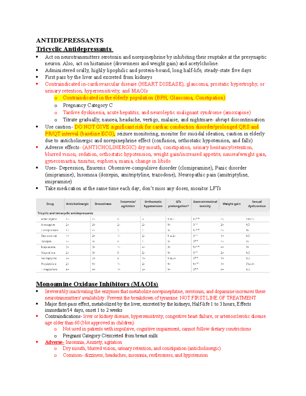 Pharm 202 Study Guide: Antidepressants and Anticonvulsants Overview ...