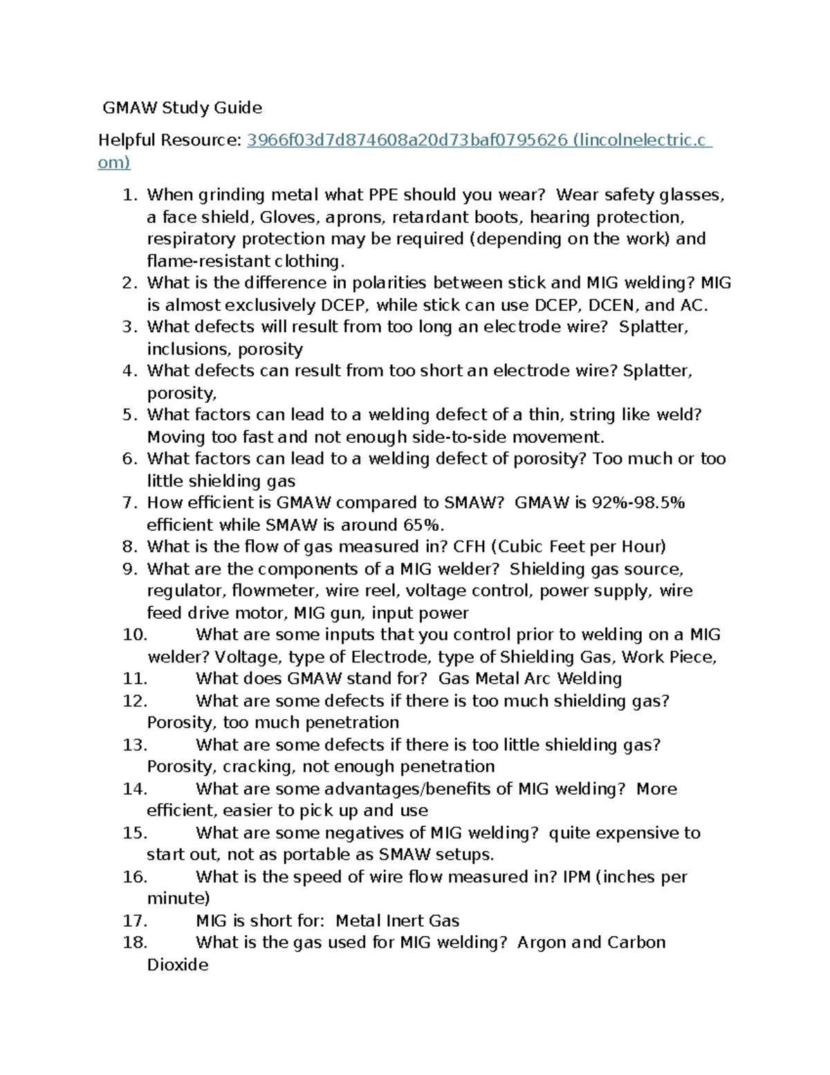 GMAW Study Guide: Essentials for MIG Welding Techniques and Safety ...
