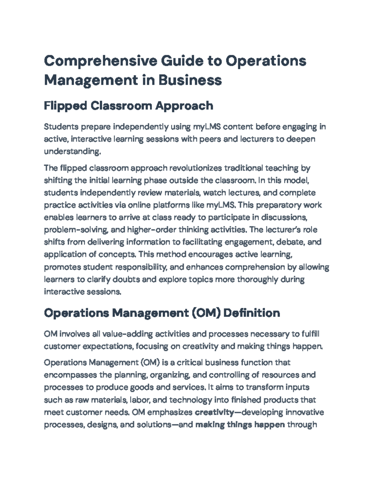 Comprehensive Guide to Operations Management (OM): Strategies for ...