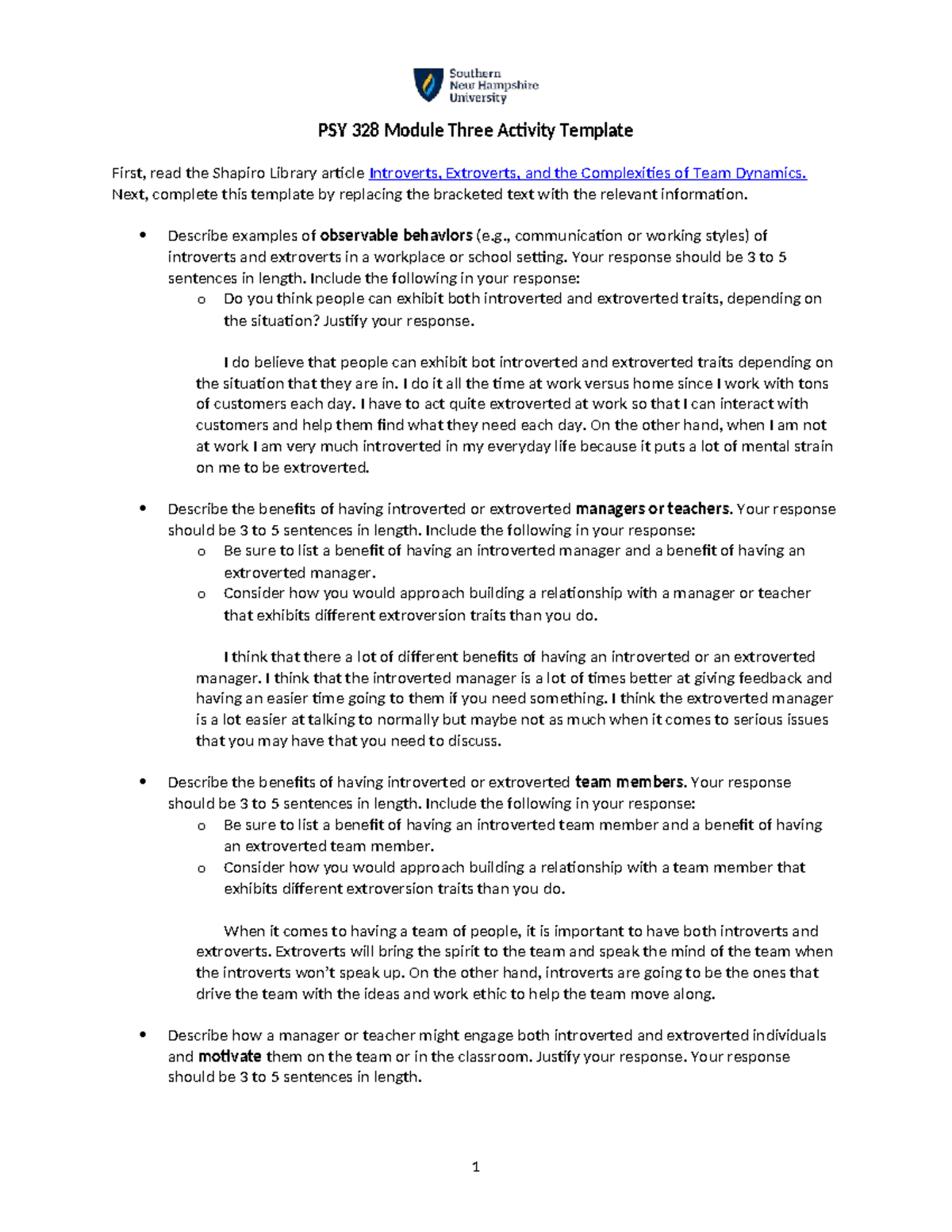 PSY 328 Module Three Activity Turn In - PSY 328 Module Three Activity ...