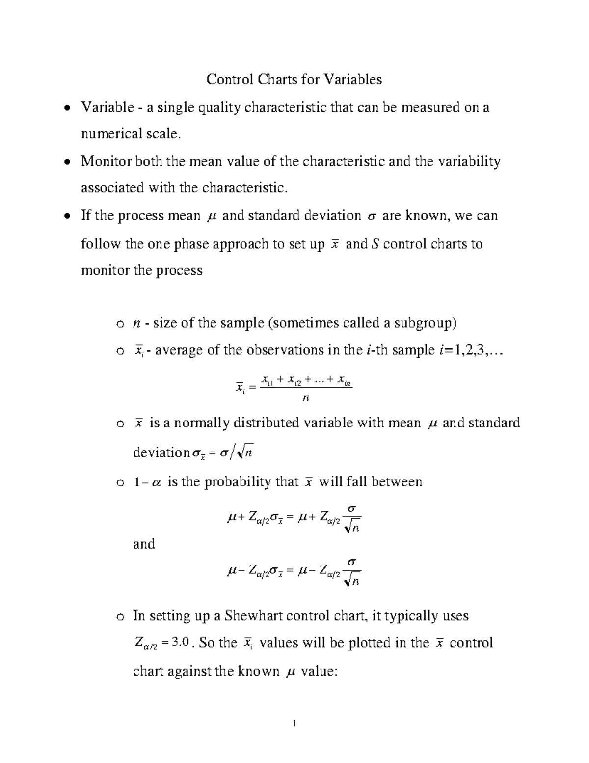 Control Charts for Variables: A Comprehensive Guide (Course Code: 6 ...