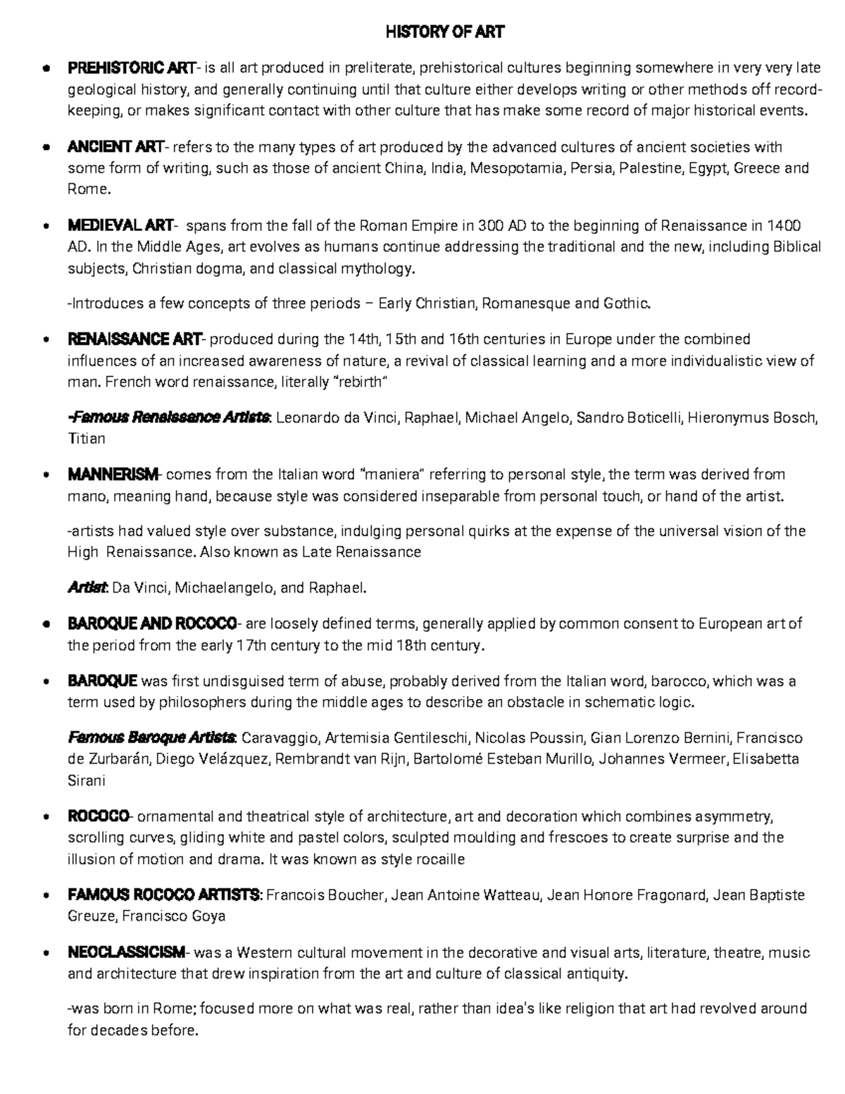 ART- Midterm 083032 - Comprehensive Notes on Art History - Studocu