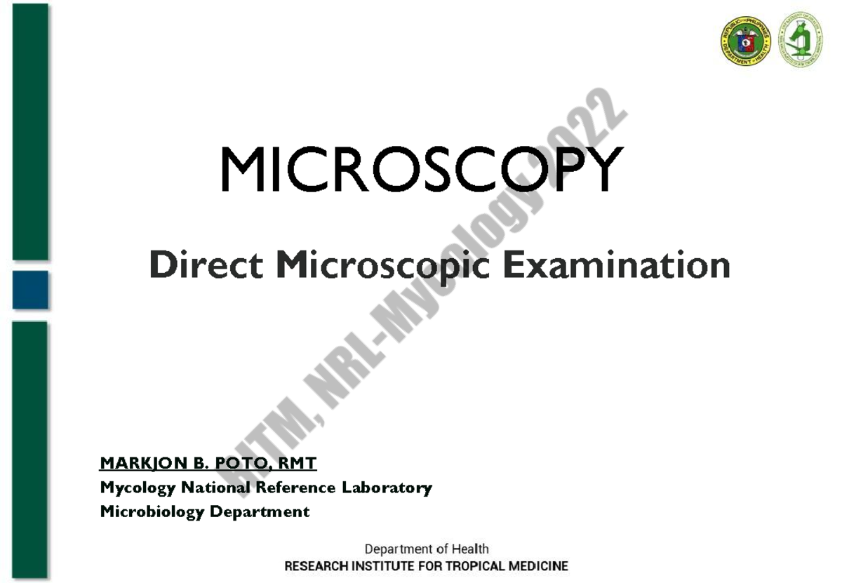 Myco 5: Direct microscopic examination techniques in mycology - Studocu