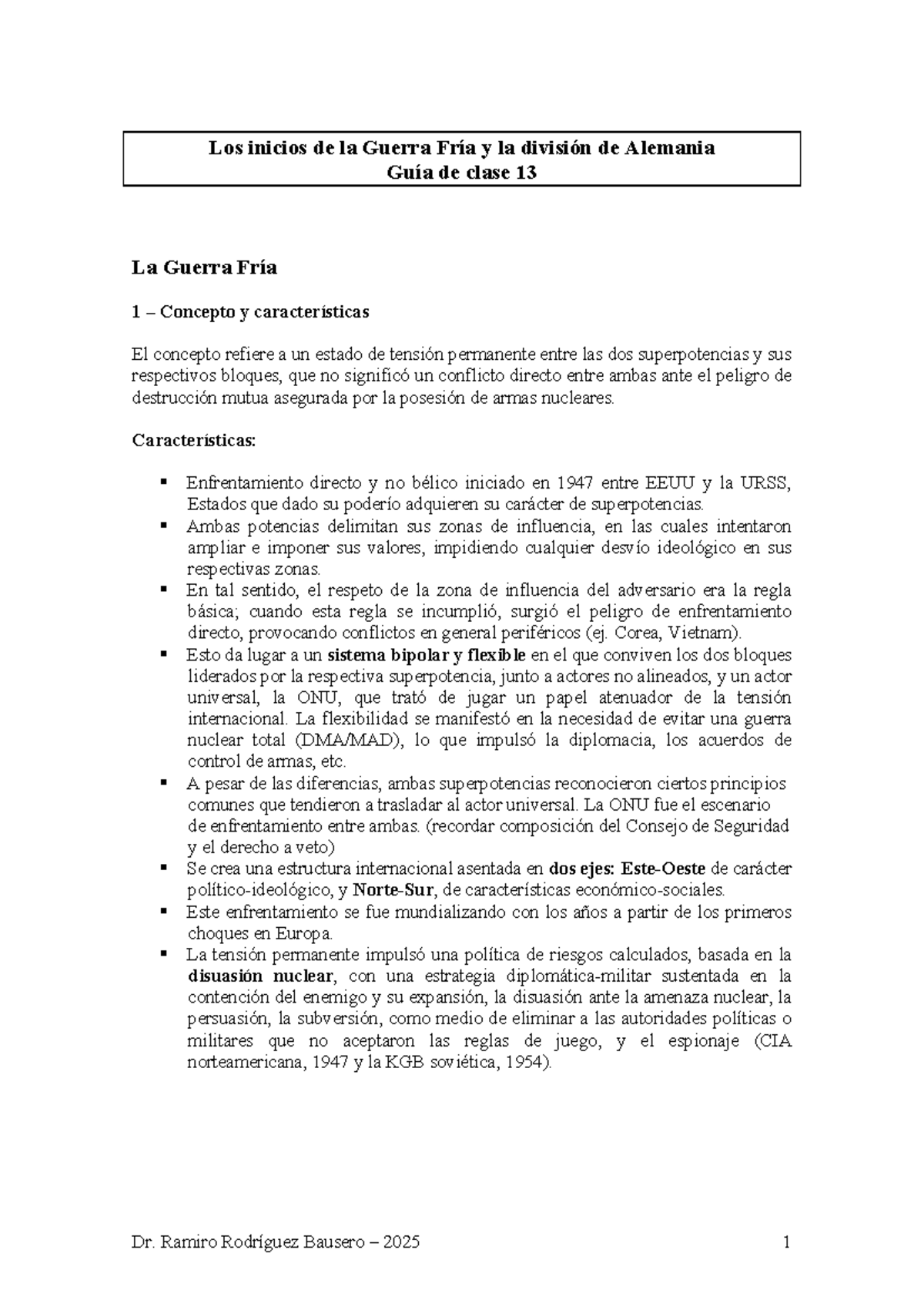 Guía de Clase 13: Inicios de la Guerra Fría y División de Alemania ...