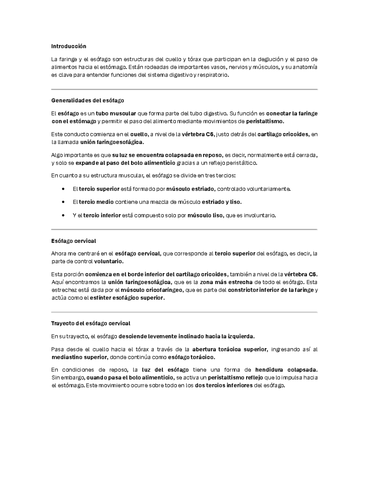 Anatomía del Esófago: Estructura y Función - Libro Moore - Studocu